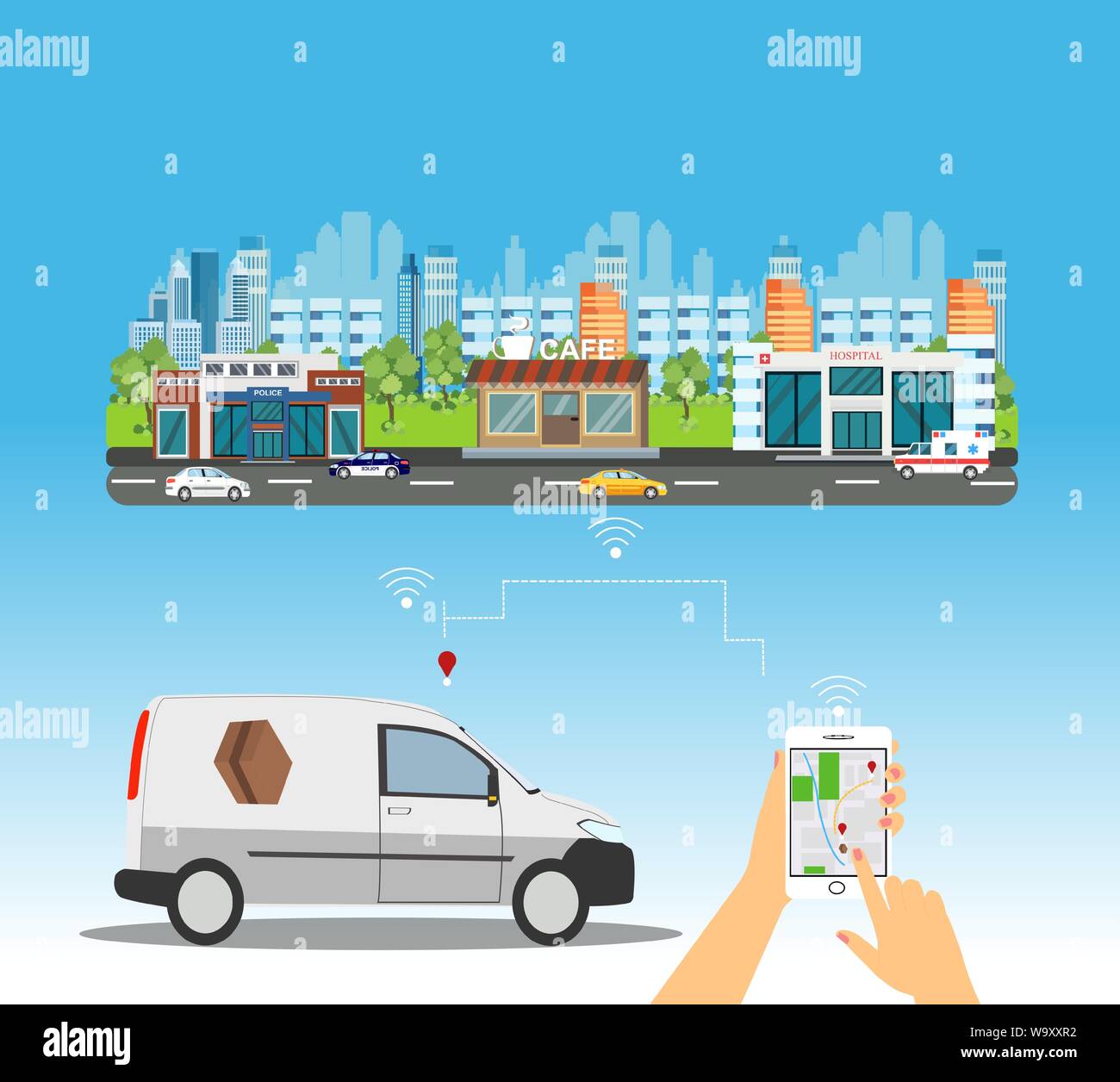 Order tracking app smartphone Stock Vector Images - Alamy