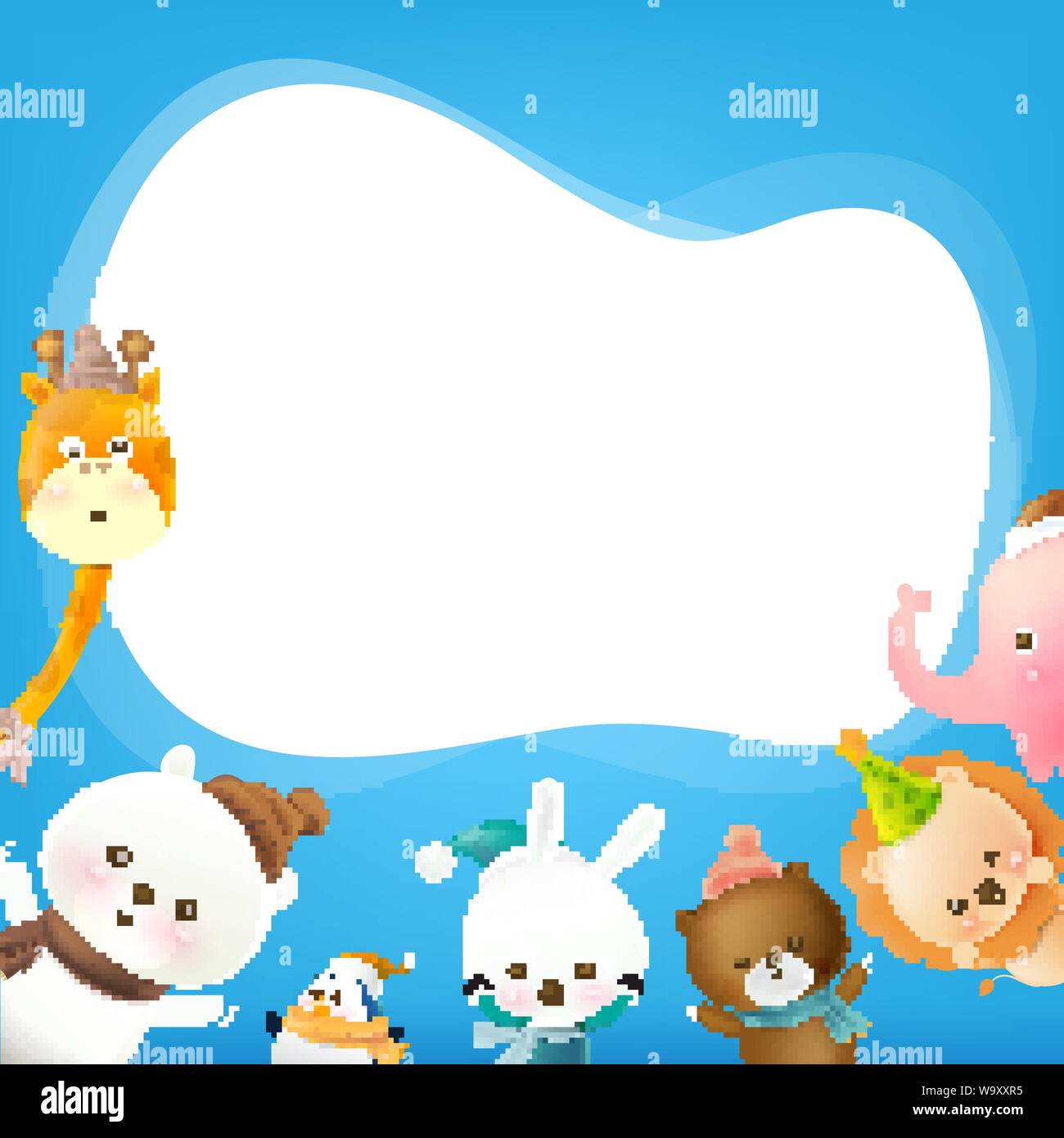 Cute happy animal cartoon with speech bubble and copy space vector ...