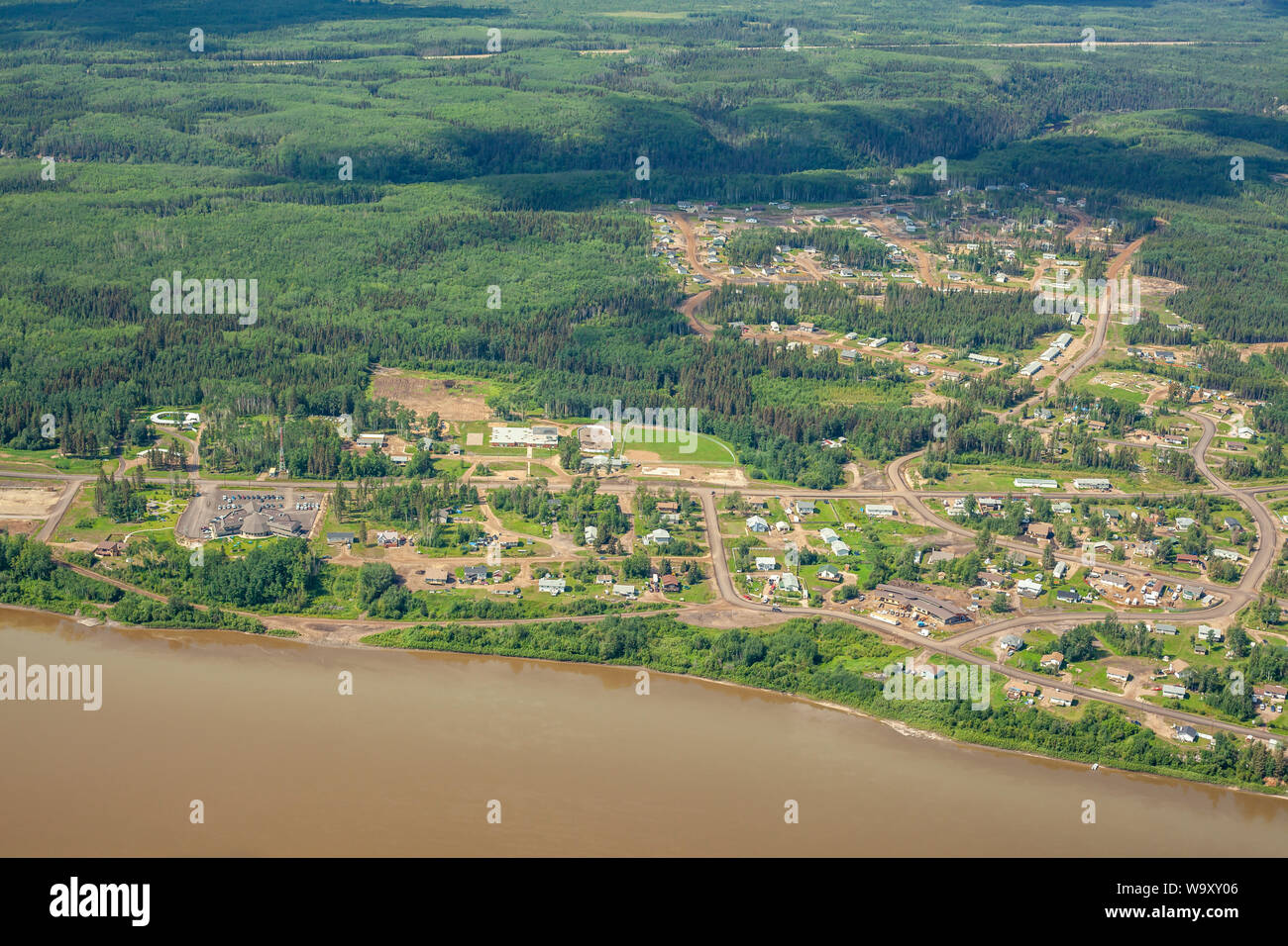 Aerial photo of the Fort McKay First Nation community located north of ...
