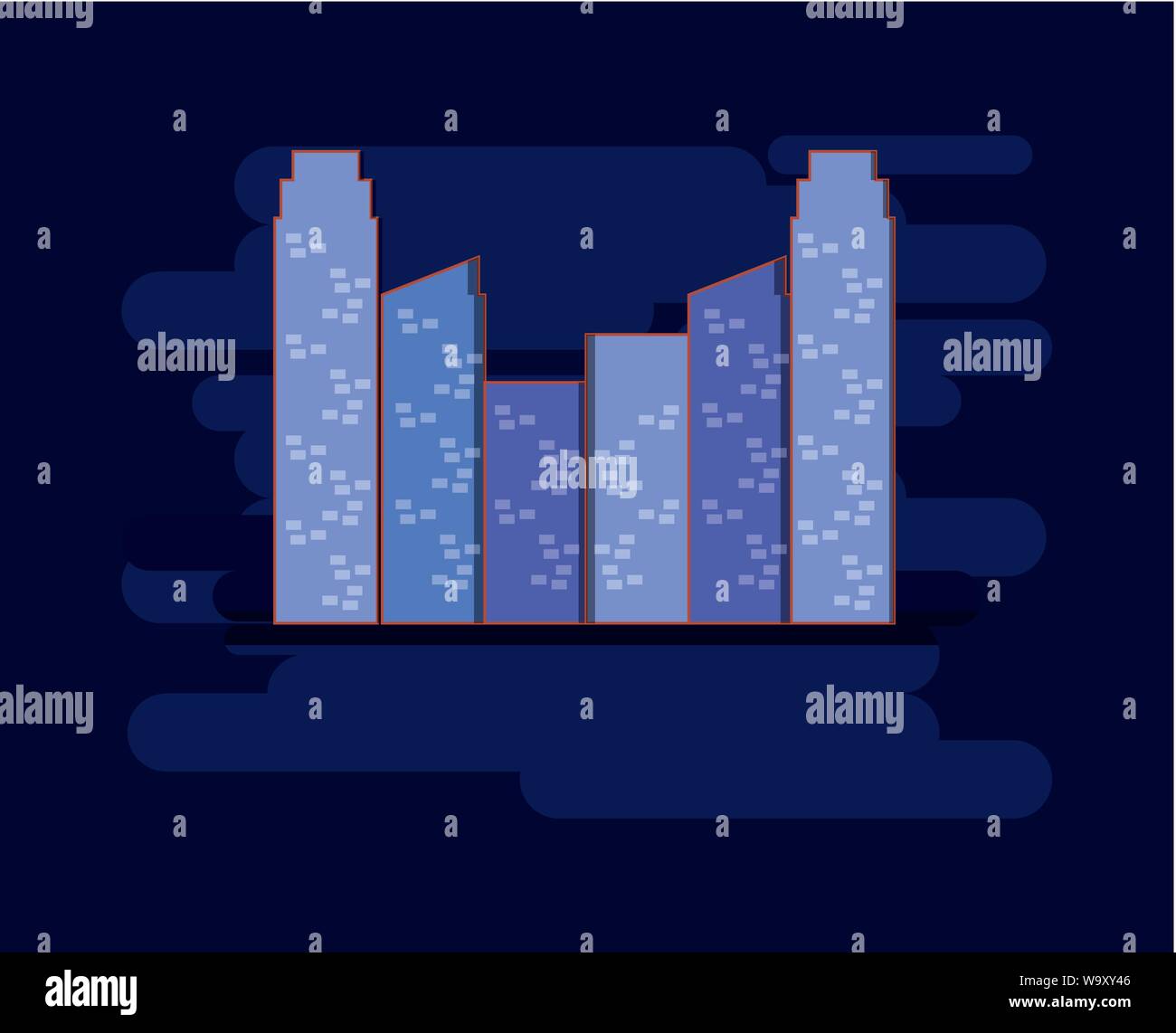 city buildings architecture purple background vector illustration Stock ...