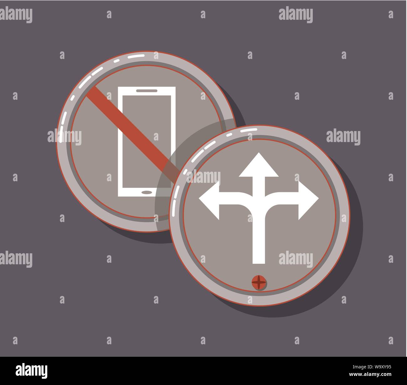 drive safely forbidden sign with cellphone traffic board arrow vector ...