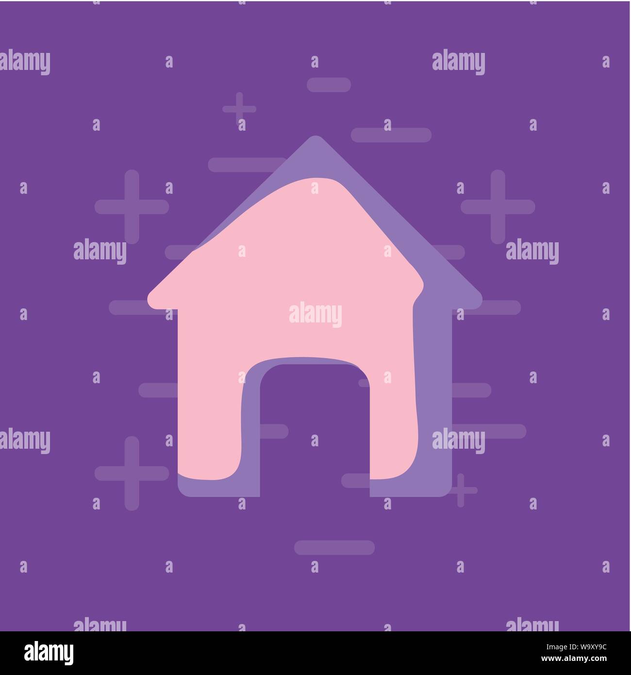 house shape icon over purple background, colorful line design. vector ...