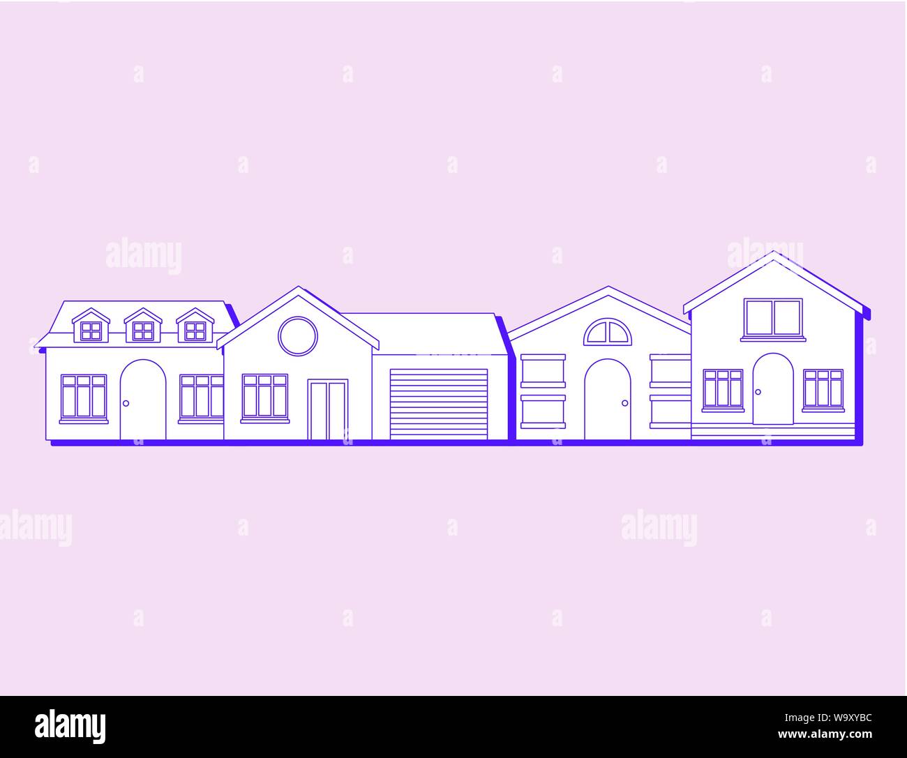 modern houses icon over purple background, colorful line design. vector ...
