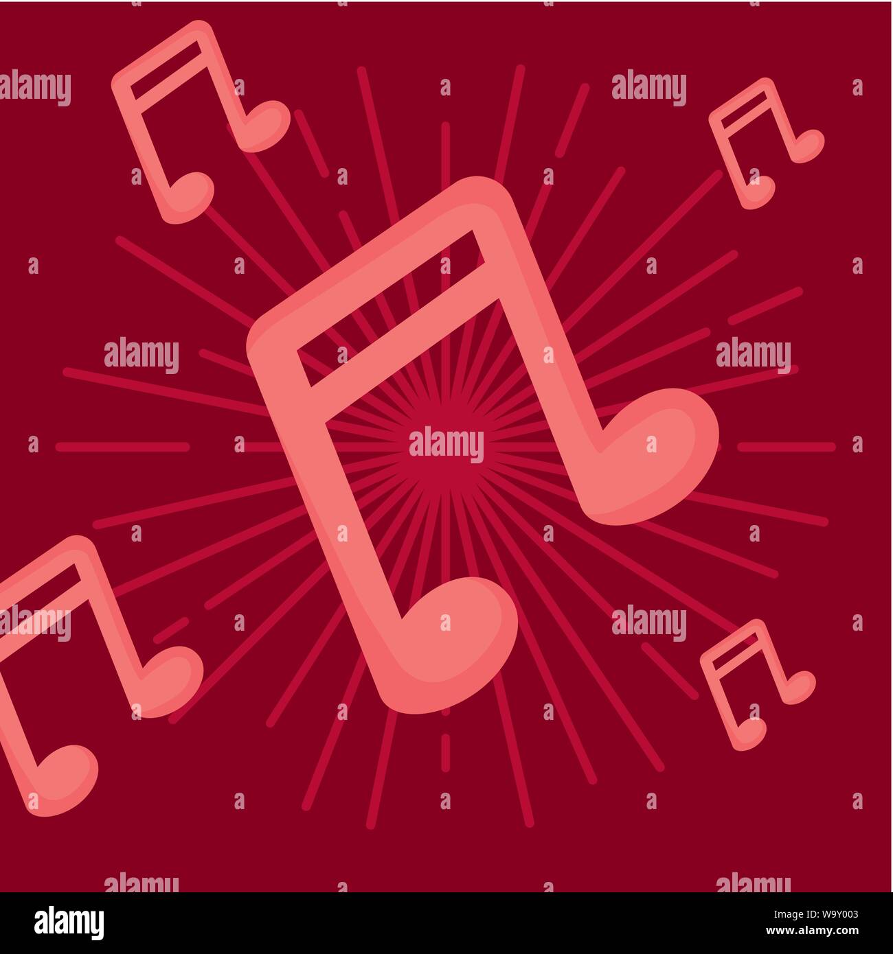 musical notes over red background, colorful design. vector illustration ...