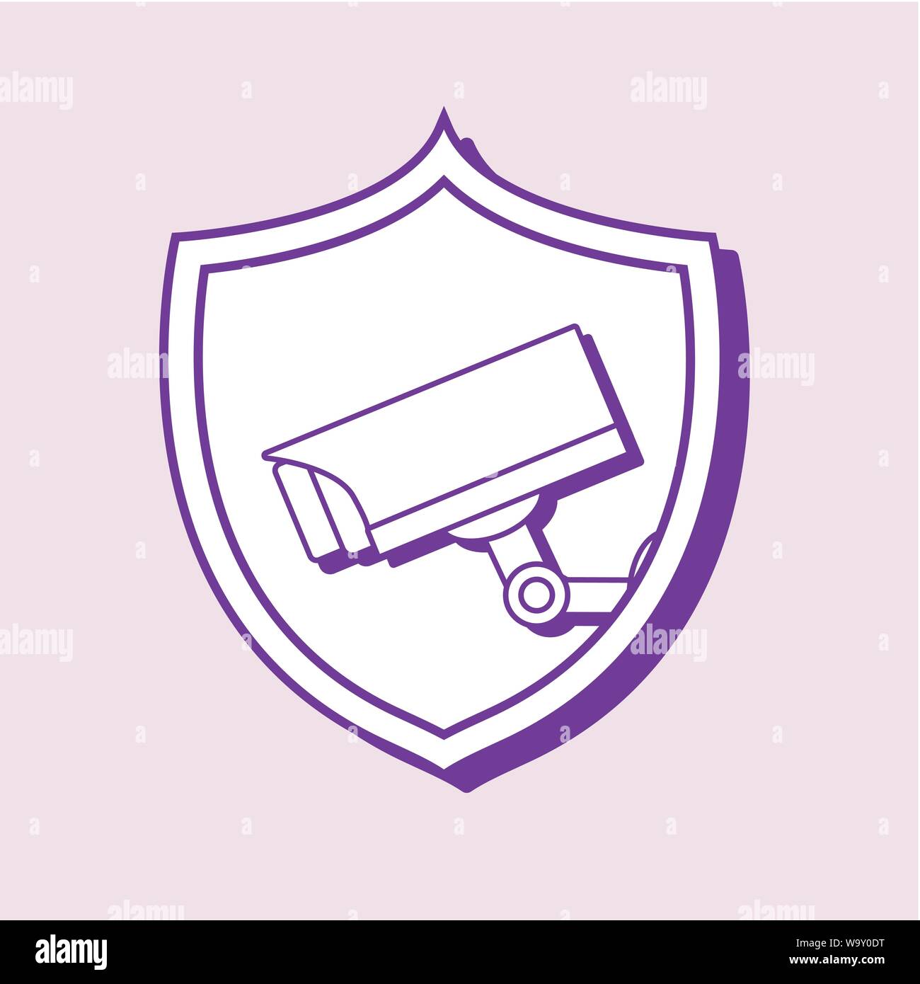 smart home design with shield with security camera over purple ...