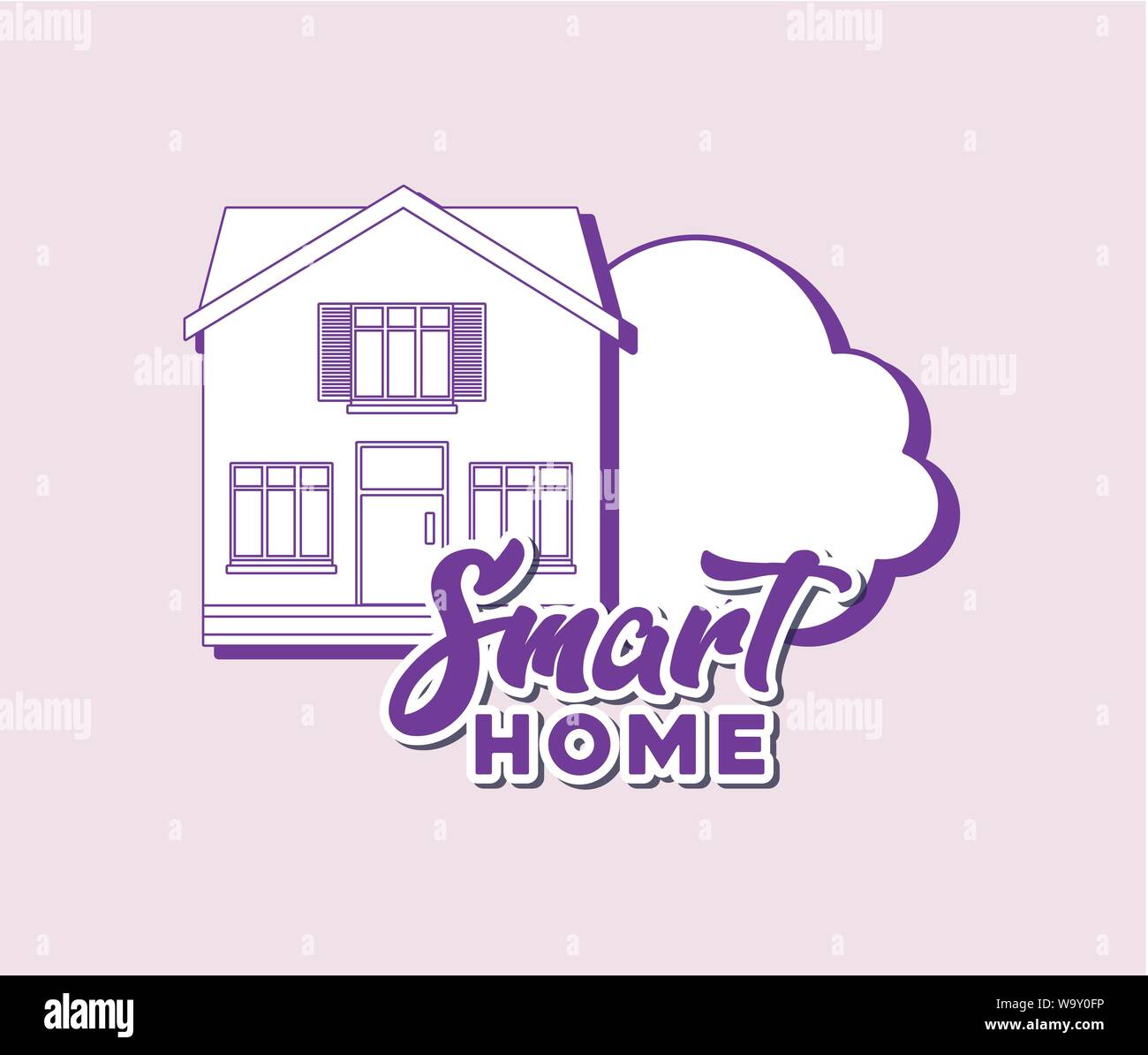 smart home design with house and cloud over pink background, colorful ...
