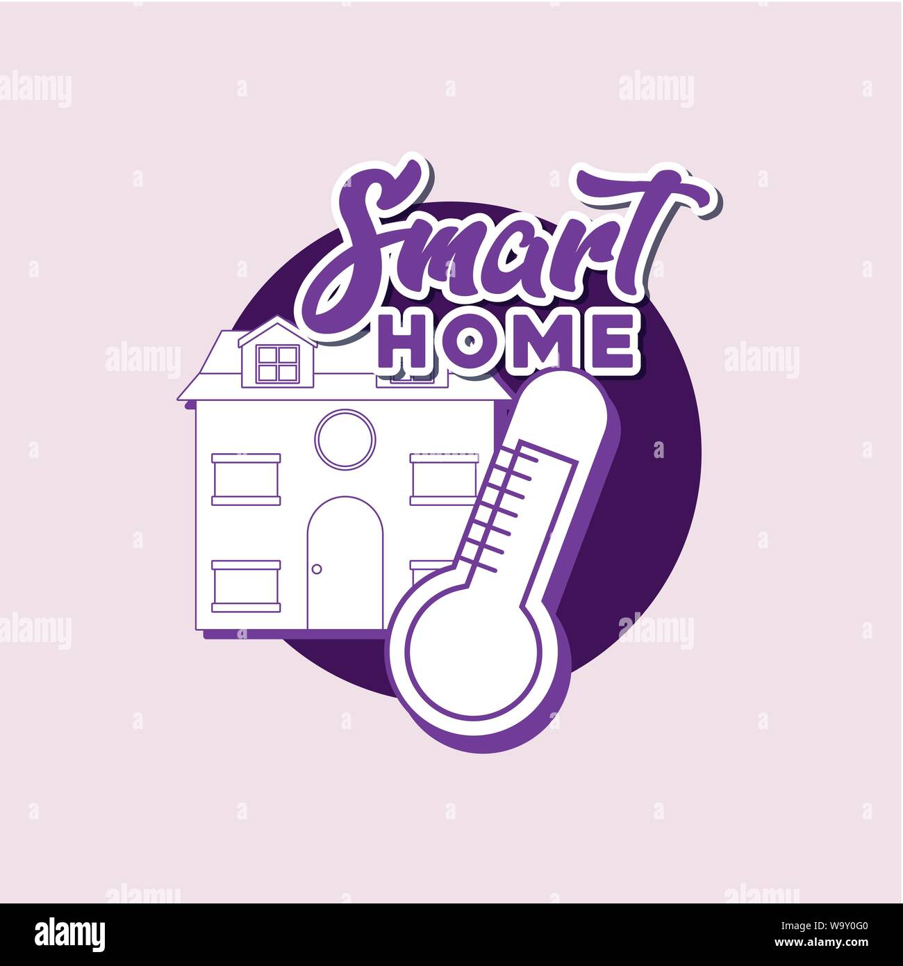 smart home design with house and thermometer over pink background ...