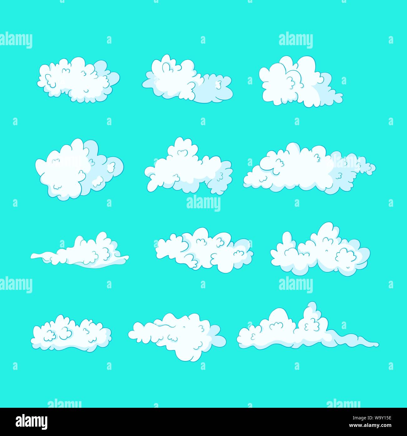 Cloud vector icon set. Seamless pattern. Fluffy sky shape drawing ...