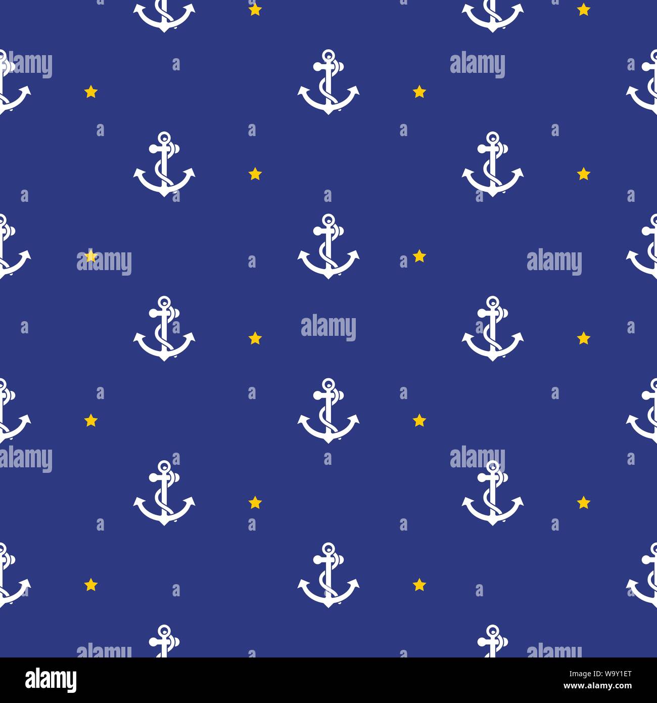 Seamless pattern with vintage anchor symbols and stars. Nautical ...