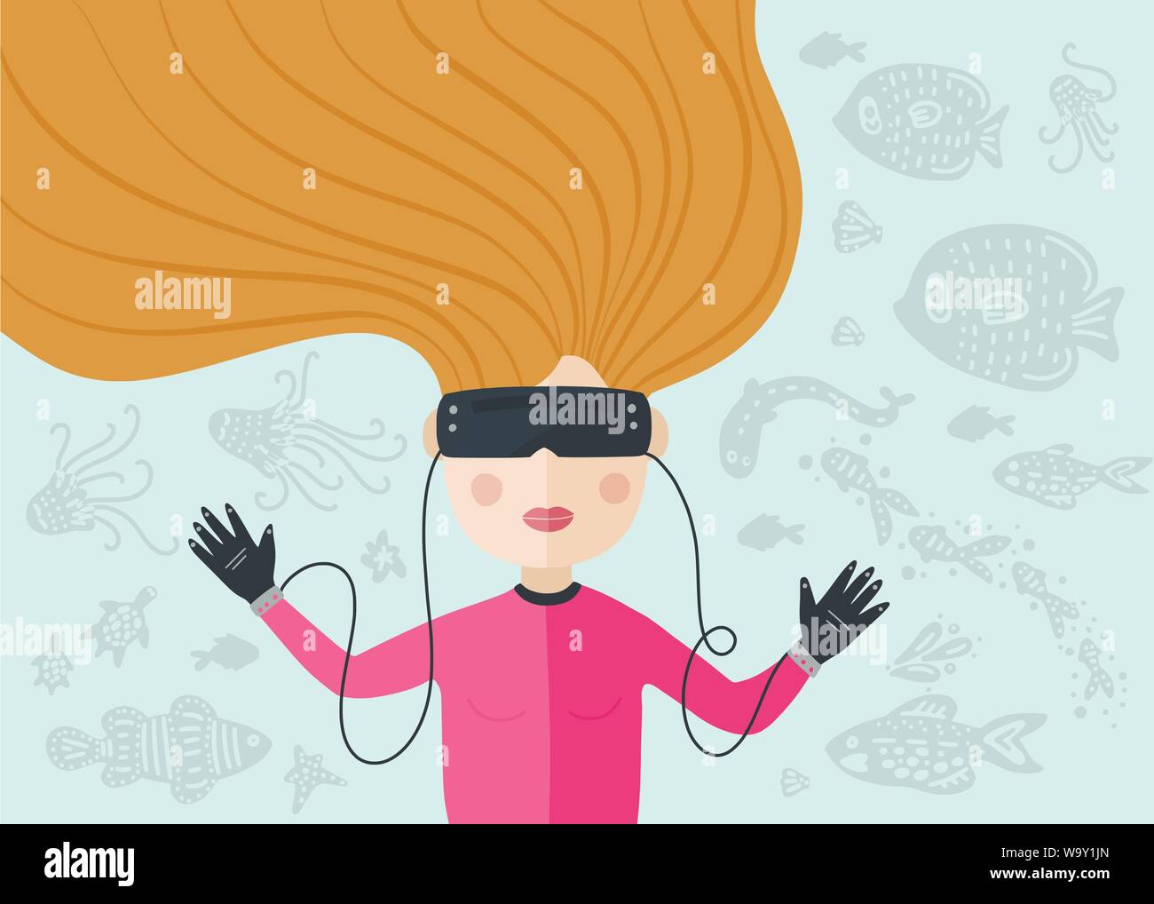 Girl playing vr video game Stock Vector Images - Alamy