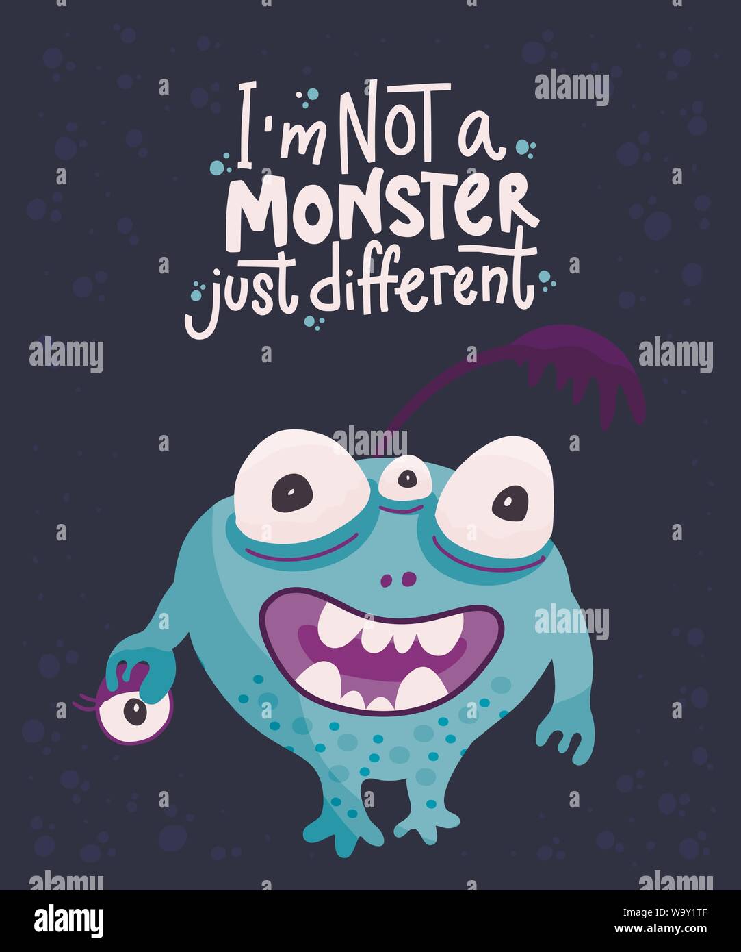 Cute cartoon vector monster in a flat style. Cheerful kid card with ...