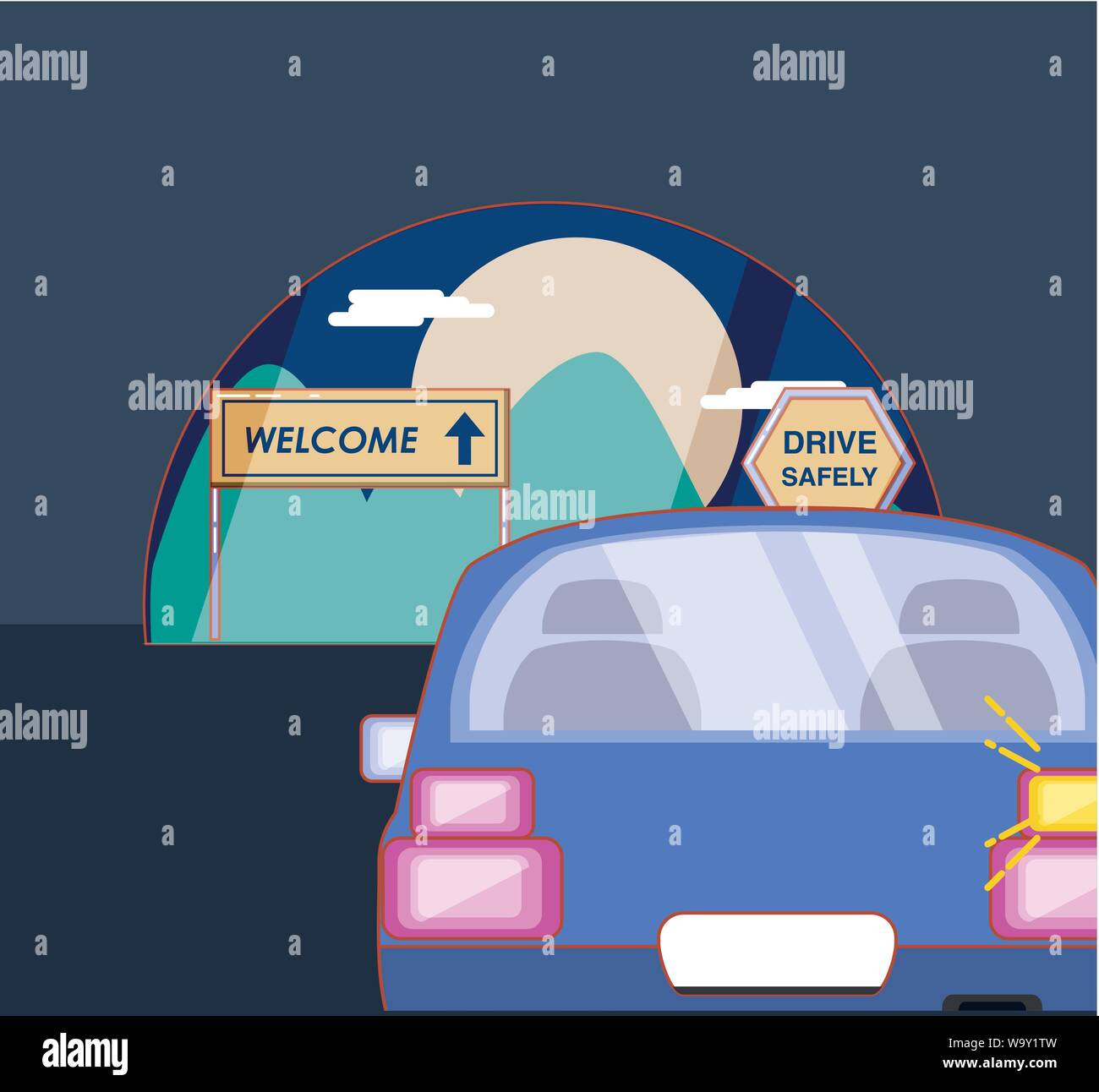 drive safely car with turn signal vector illustration Stock Vector ...