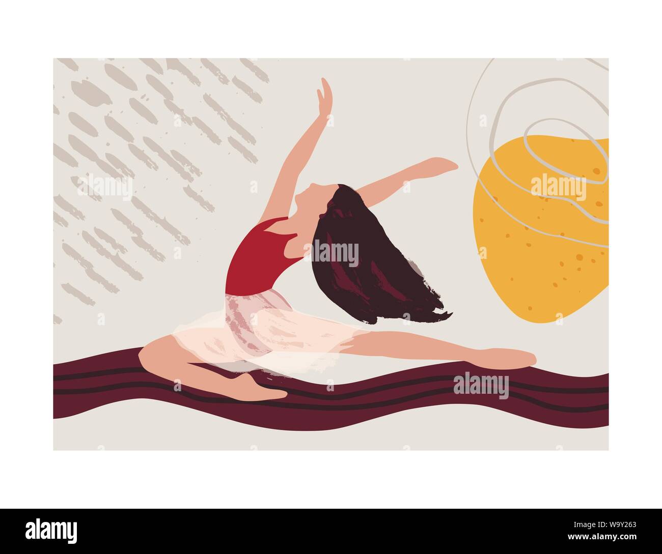 Ballet dancer girl poster. Ballerina jump card. Abstract vector ...