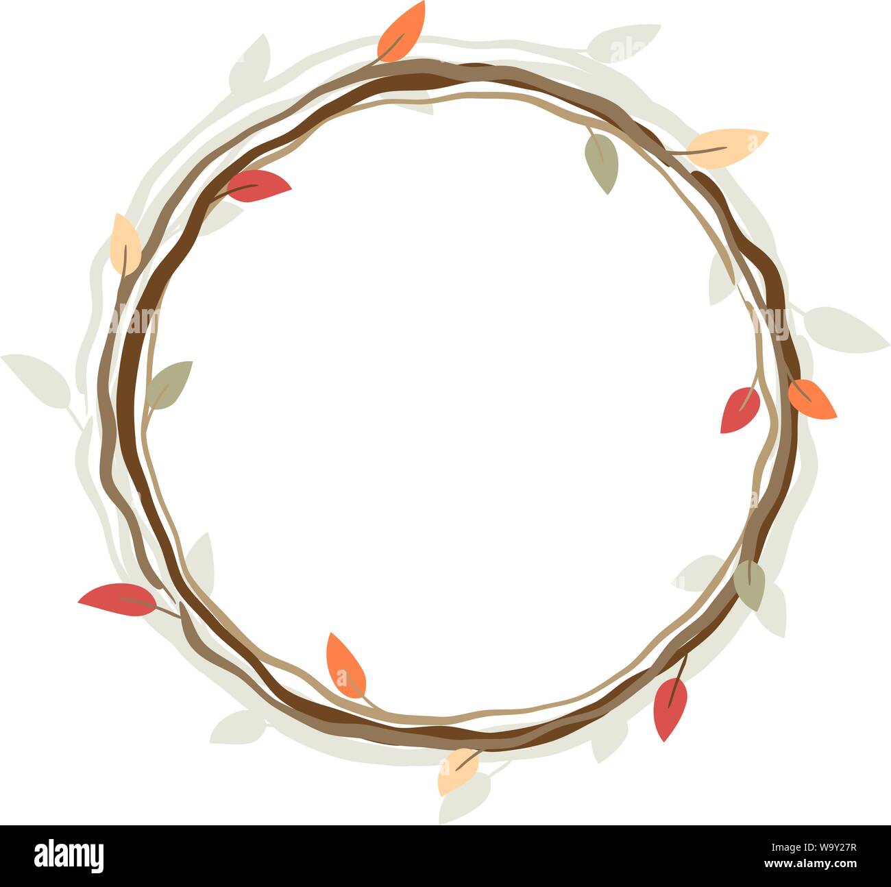Round autumn pattern leaves Stock Vector Images - Alamy