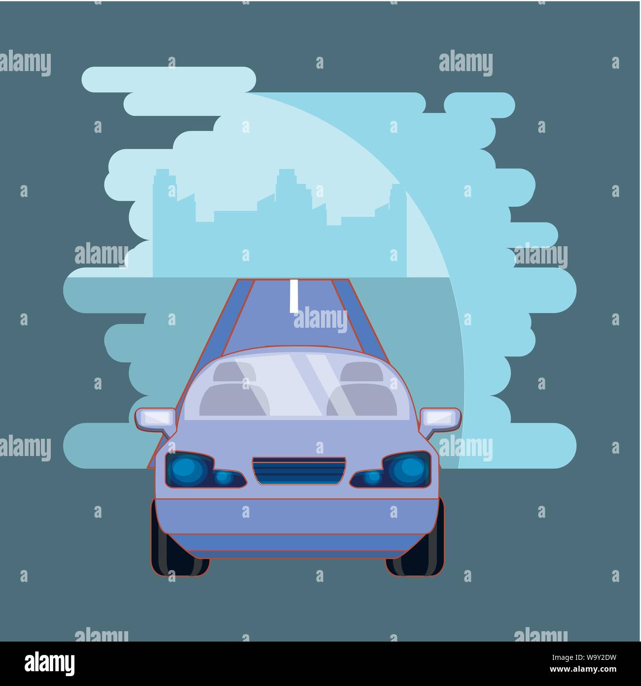 car driving on the city road vector illustration Stock Vector Image ...