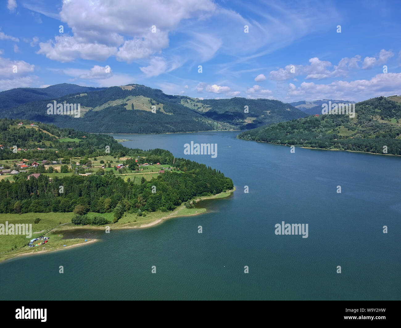 aerial view of Izvorul Muntelui (Bicaz) lake in Romania Stock Photo - Alamy