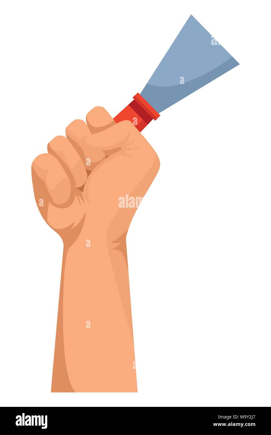 Construction worker hand holding tool Stock Vector Image & Art - Alamy
