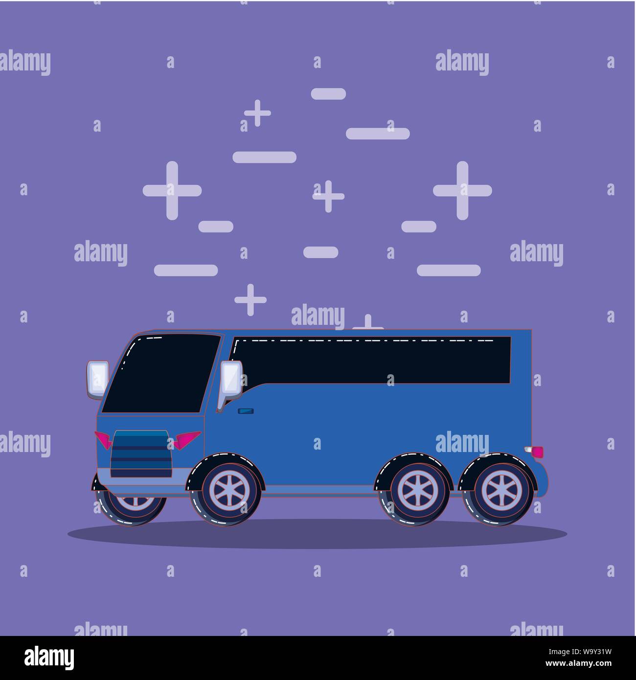 blue bus transport on purple background vector illustration Stock ...