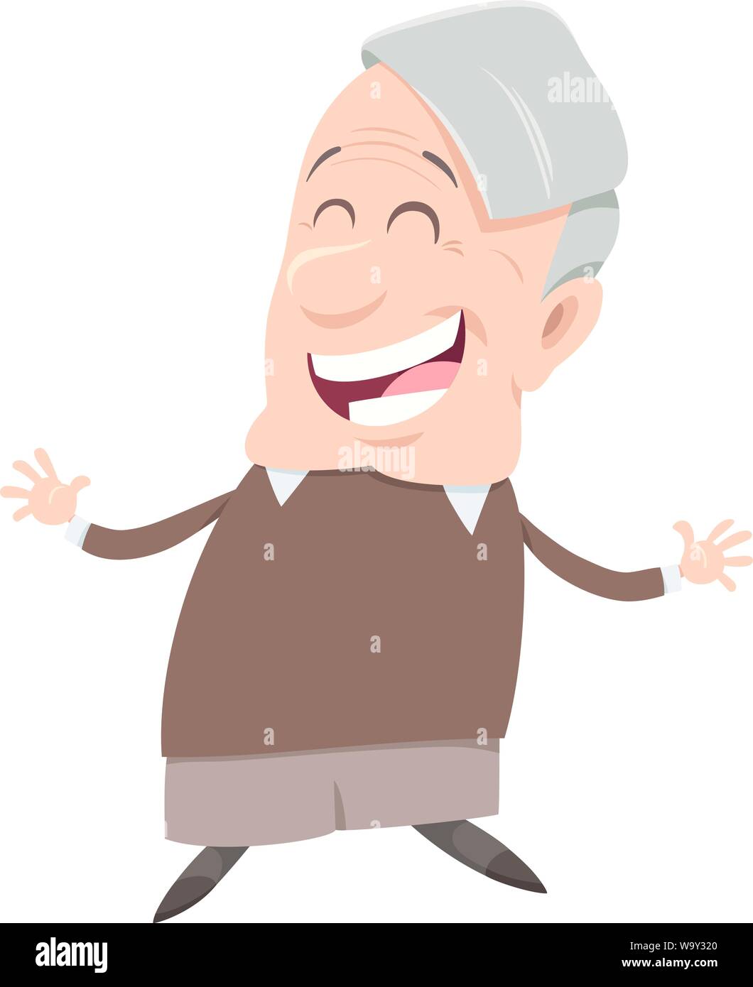 Cartoon illustration of Happy Senior Man Comic Character Stock Vector ...
