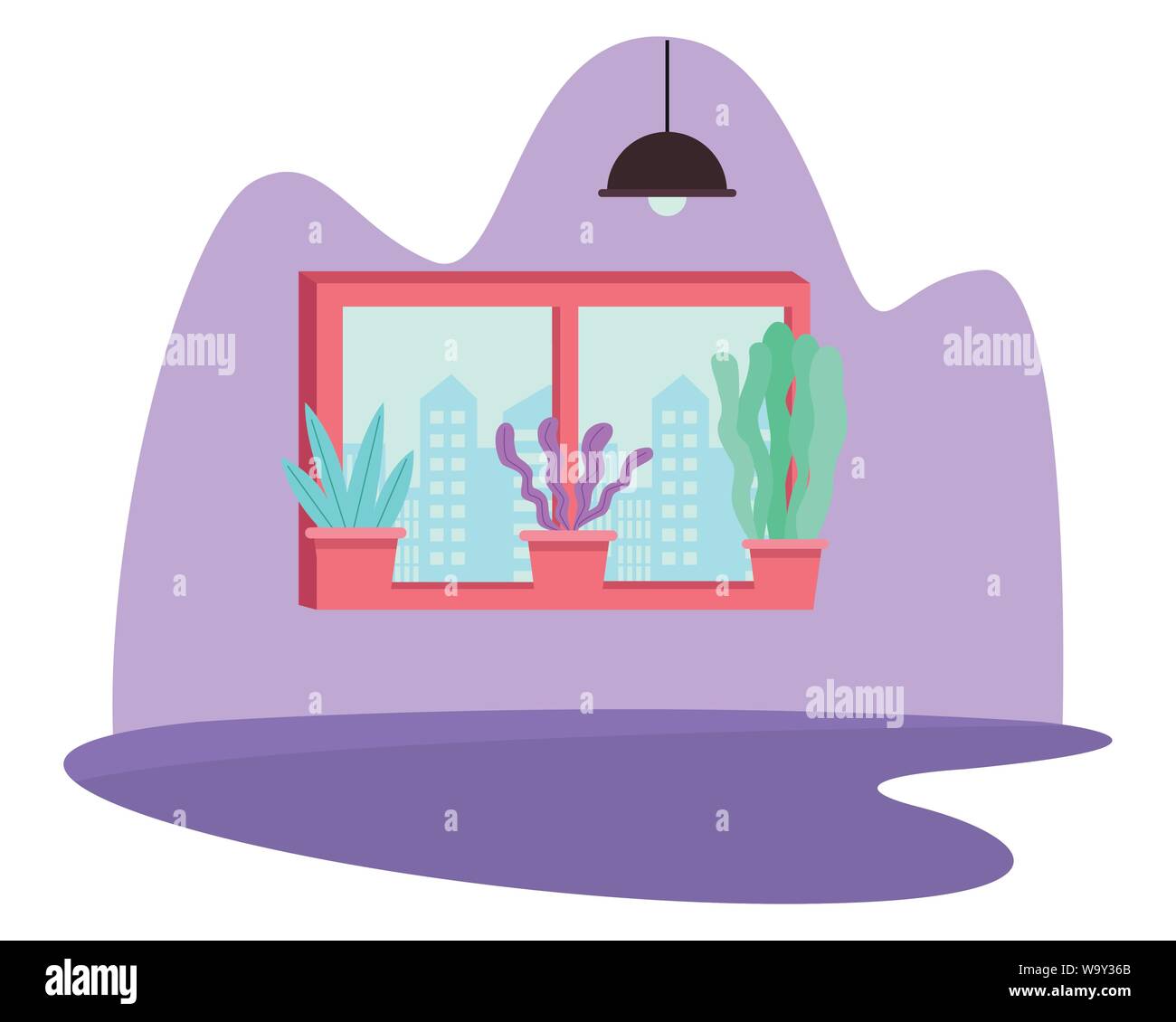 Windows with plant pots cartoon Stock Vector Image & Art - Alamy