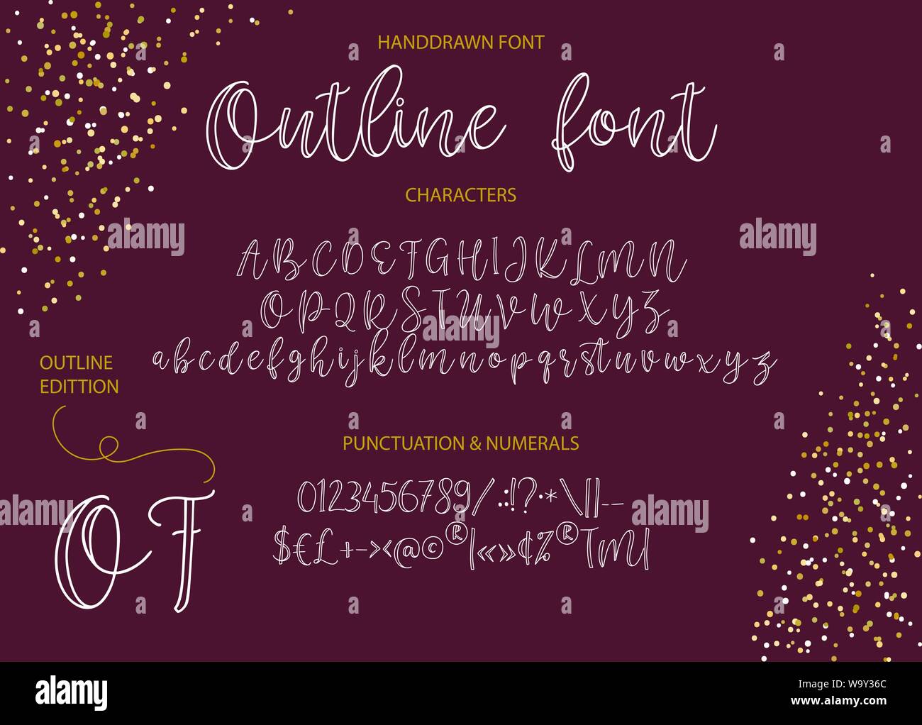 Vector alphabet typeface. Hand drawn modern typeface. Outline letters ...