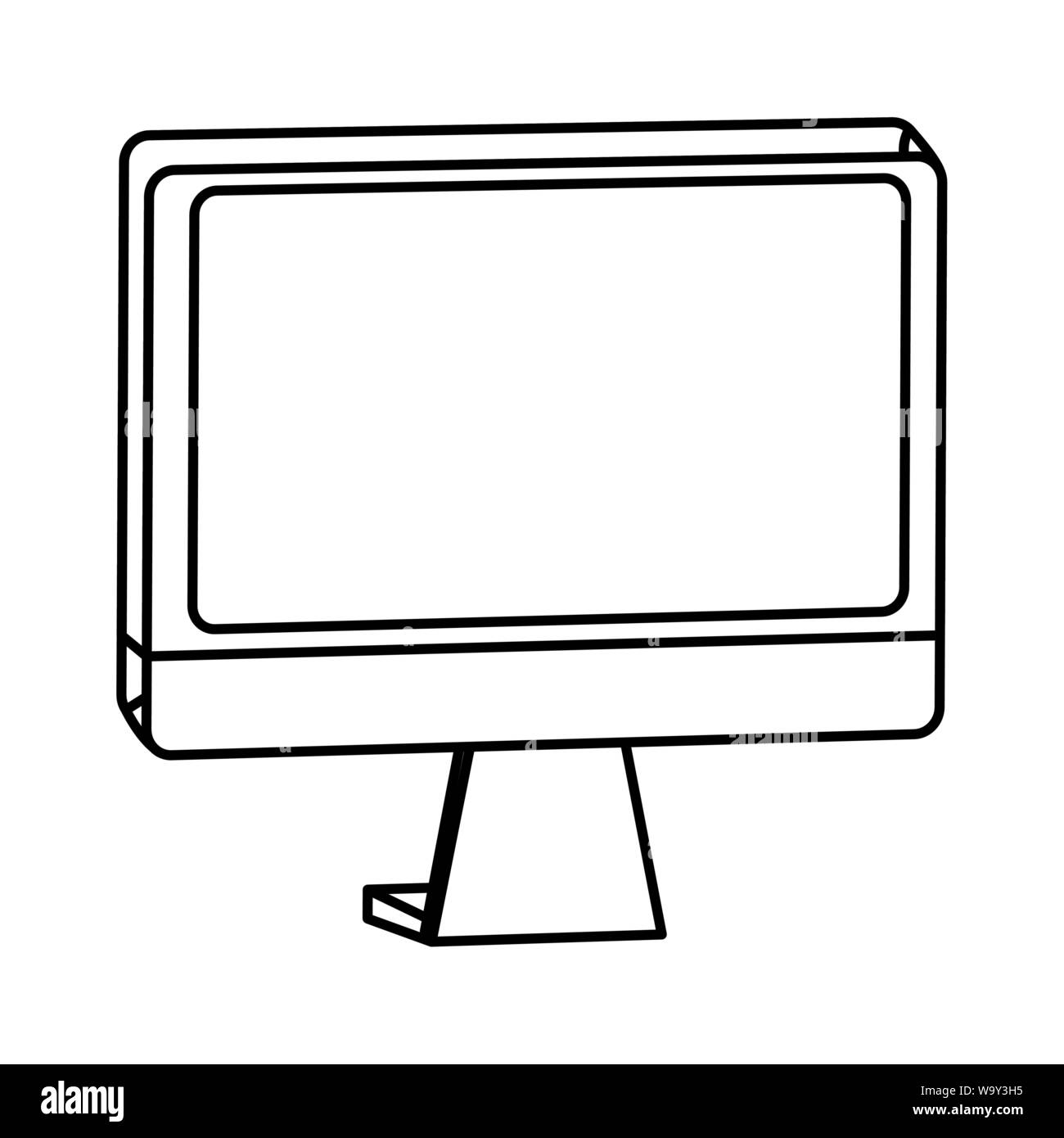 Computer monitor screen hardware technology in black and white Stock ...