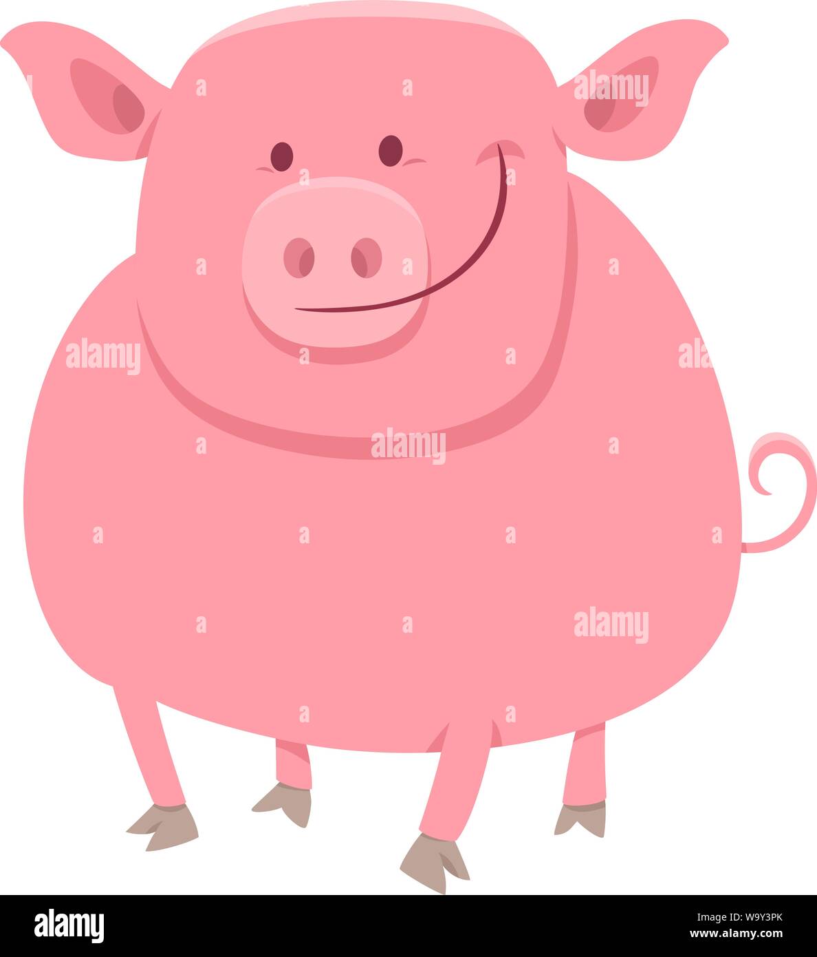 Cartoon Illustration of Cute Funny Pig Farm Animal Character Stock ...
