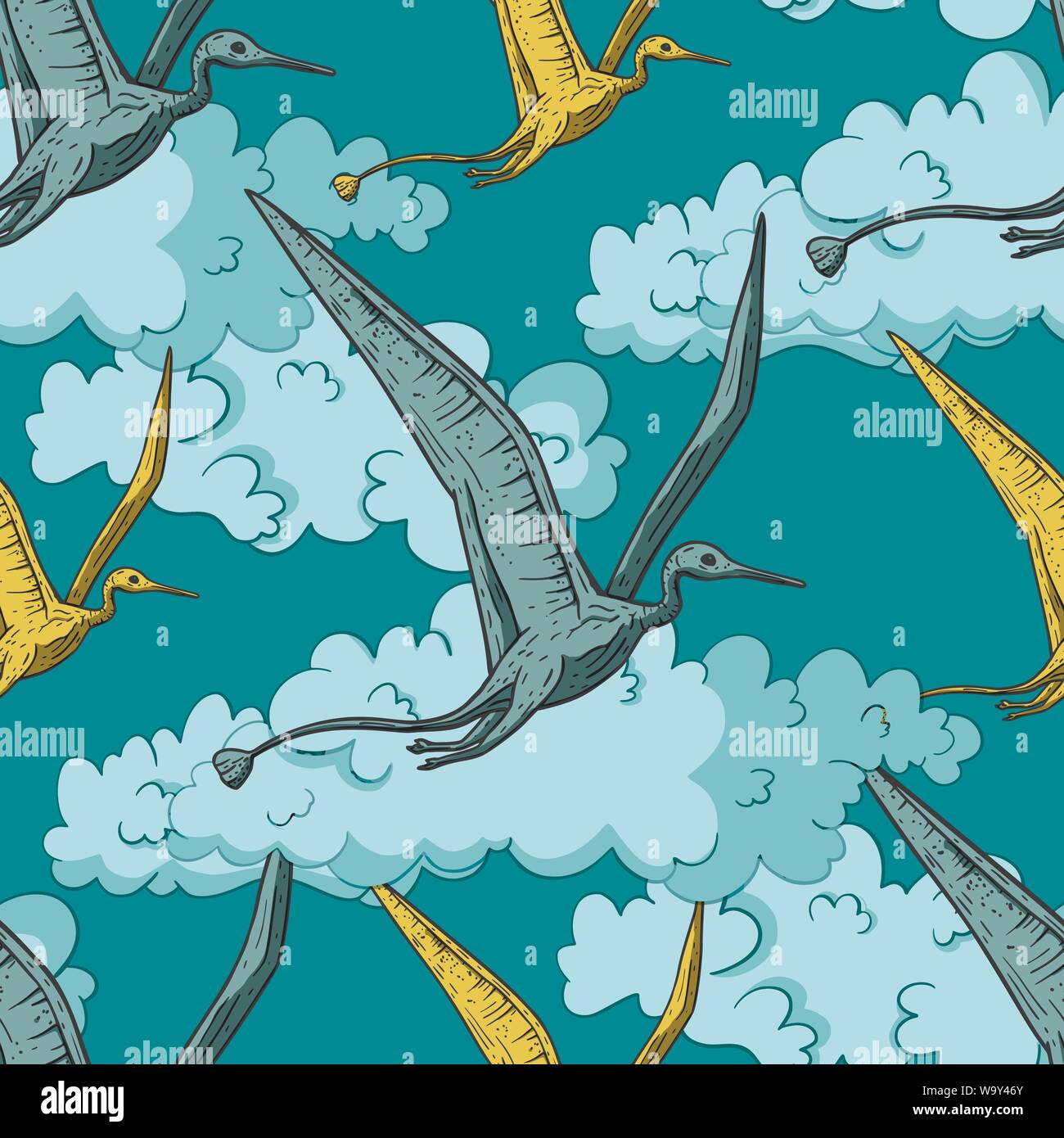 Pteranodon Dinosaur in its habitat. Jurassic and Cretaceous animal ...