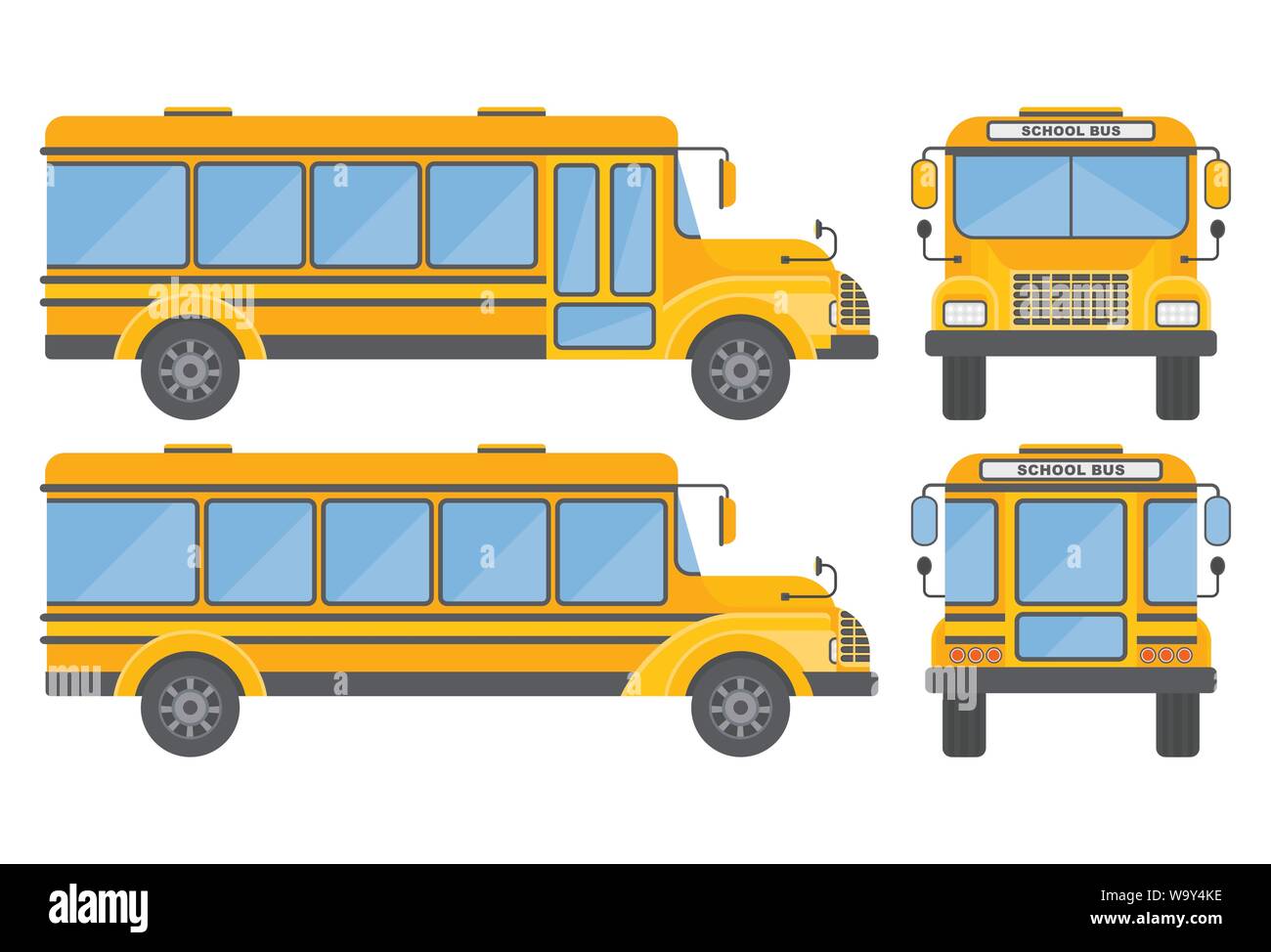 Yellow school bus on a white background. Education and schooling Stock ...
