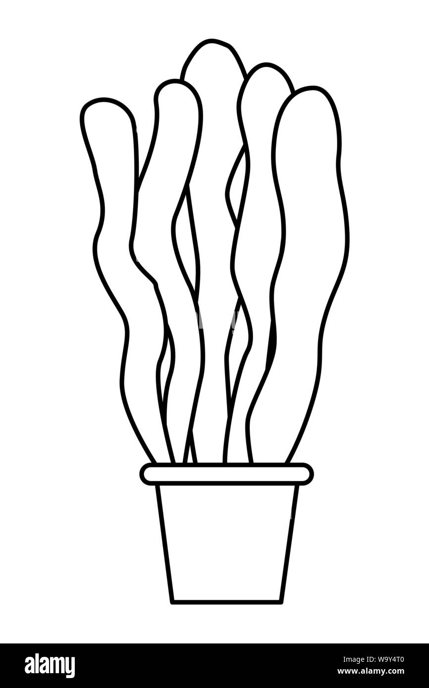 Decorative plant pot cartoon isolated in black and white Stock Vector ...