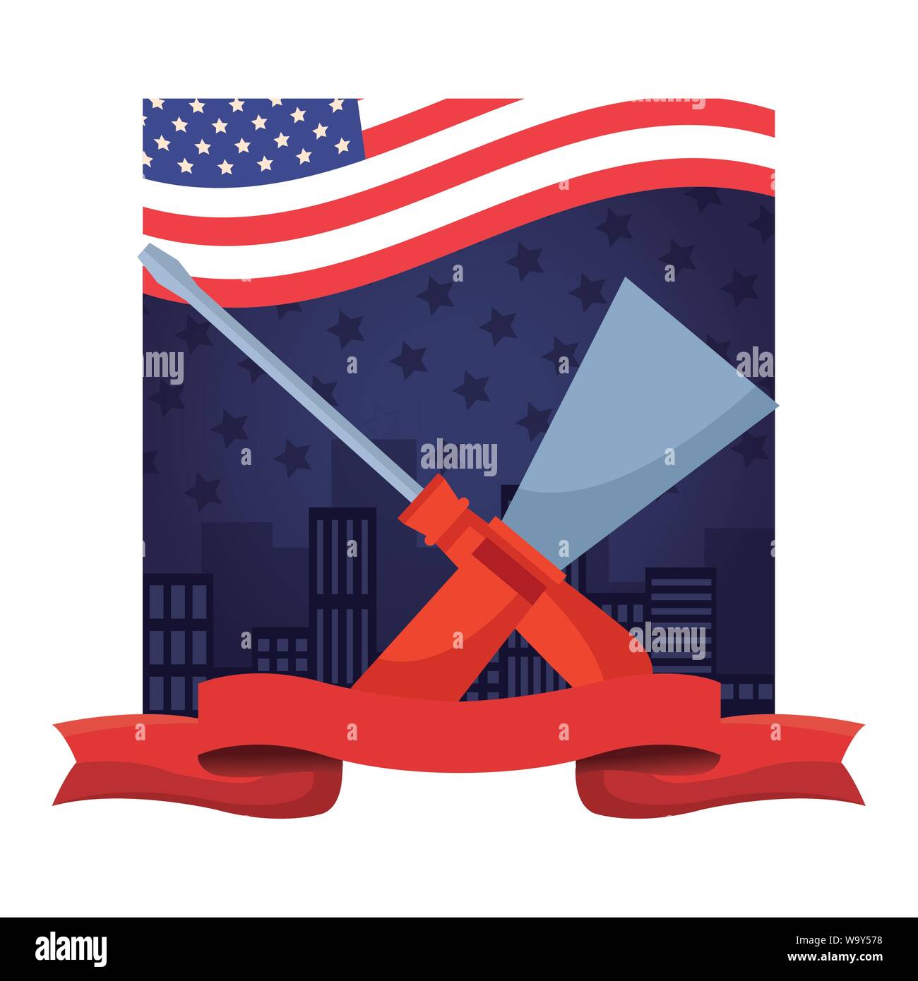 Construction tools crossed cartoon symbol Stock Vector Image & Art - Alamy