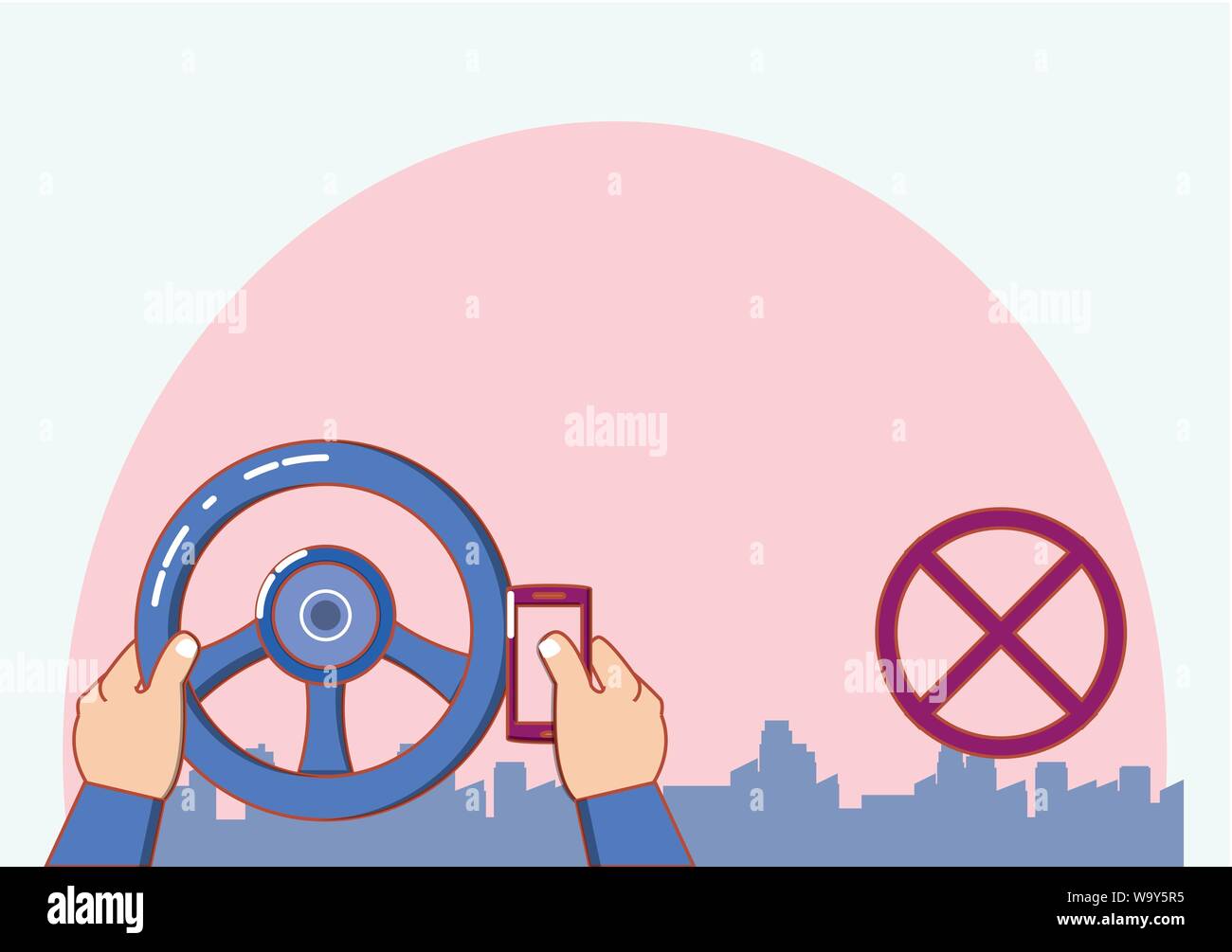 drive safely hands with steering wheel and forbidden vector ...
