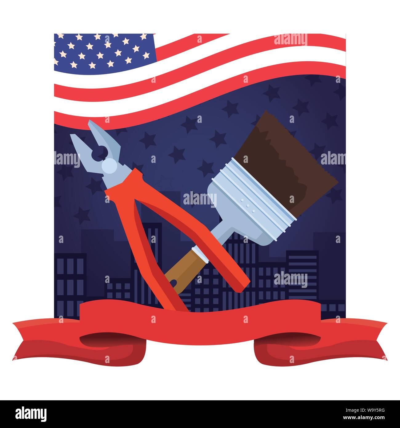 Construction tools crossed cartoon symbol Stock Vector Image & Art - Alamy