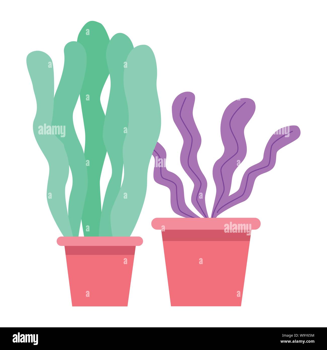Decorative set of plant pots cartoons Stock Vector Image & Art - Alamy