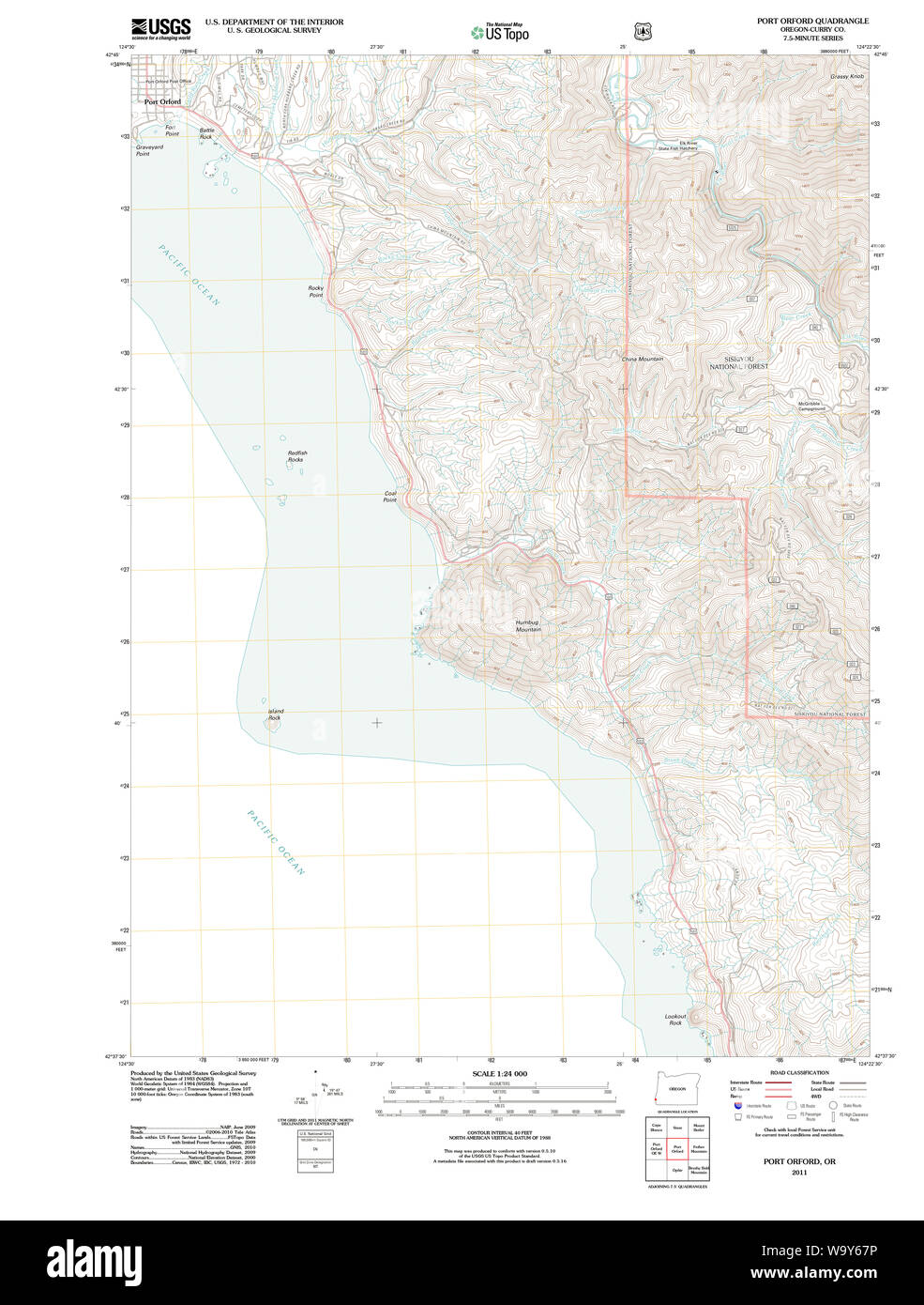 Map of port orford Cut Out Stock Images & Pictures - Alamy
