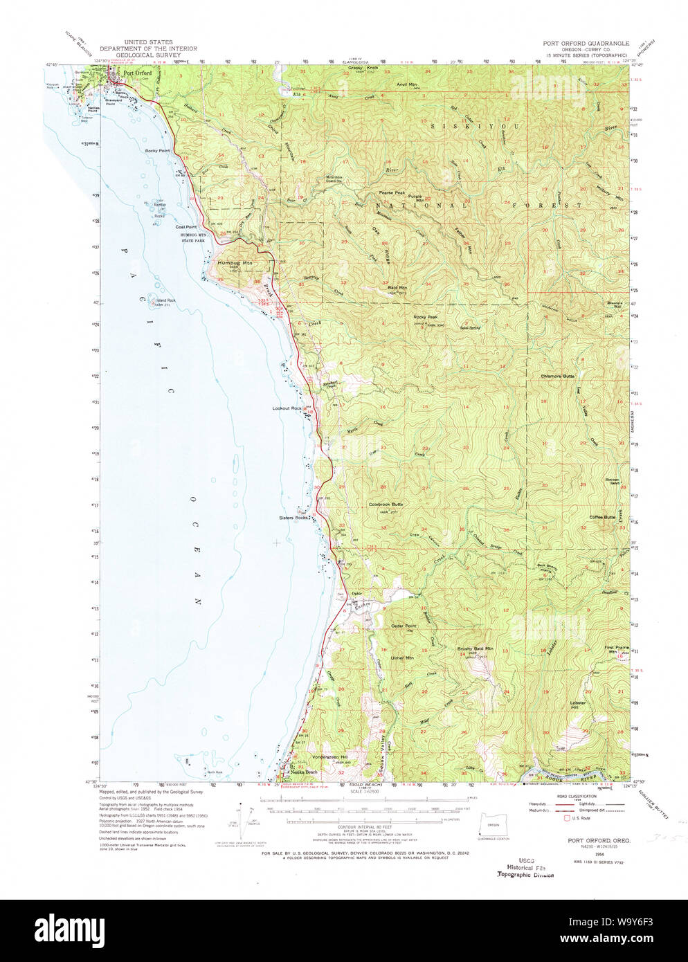 Map of port orford Cut Out Stock Images & Pictures - Alamy