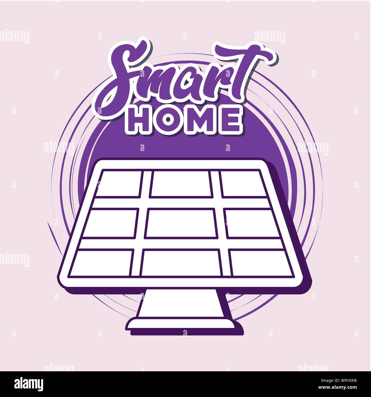 smart home design with solar panel icon over purple background ...