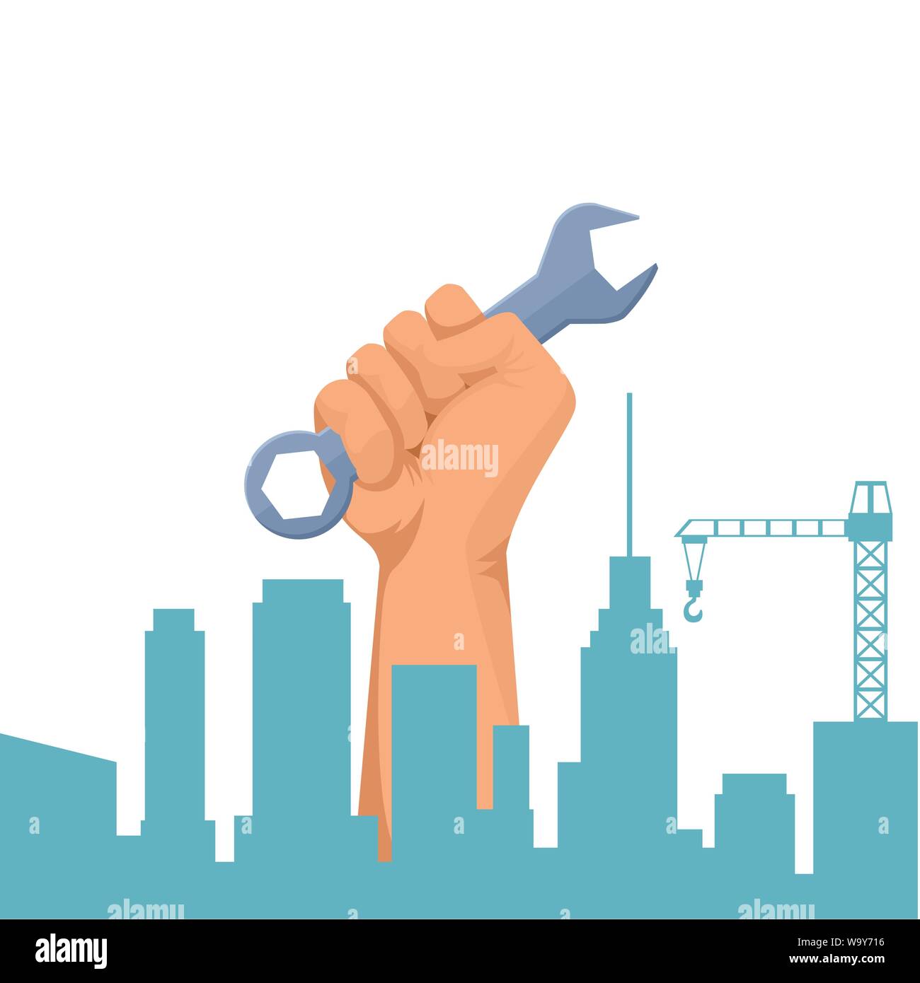 Construction worker hand holding tool Stock Vector Image & Art - Alamy