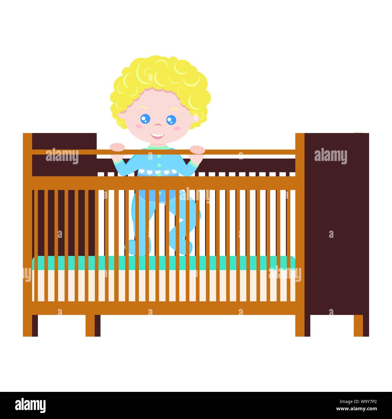 Wooden baby cot icon cartoon Cut Out Stock Images & Pictures - Alamy