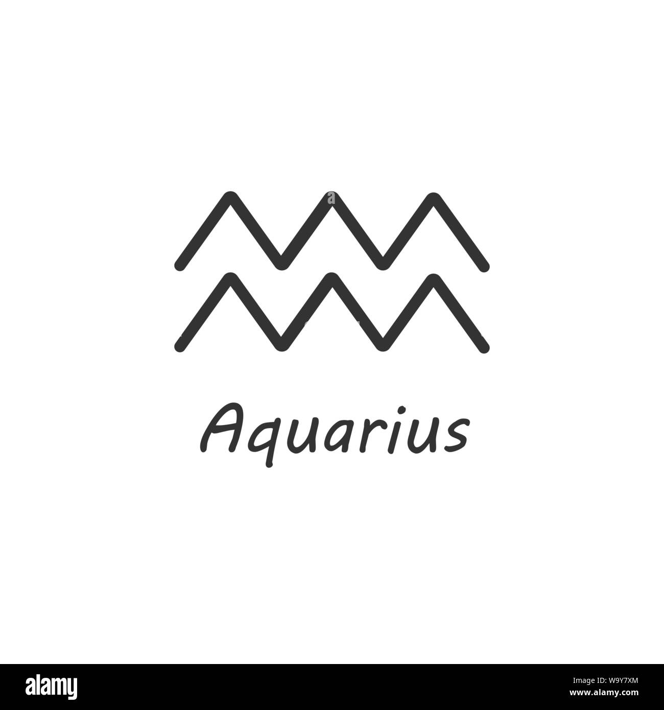 Astrology Horoscope Aquarius Zodiac Icon Vector Illustration Flat