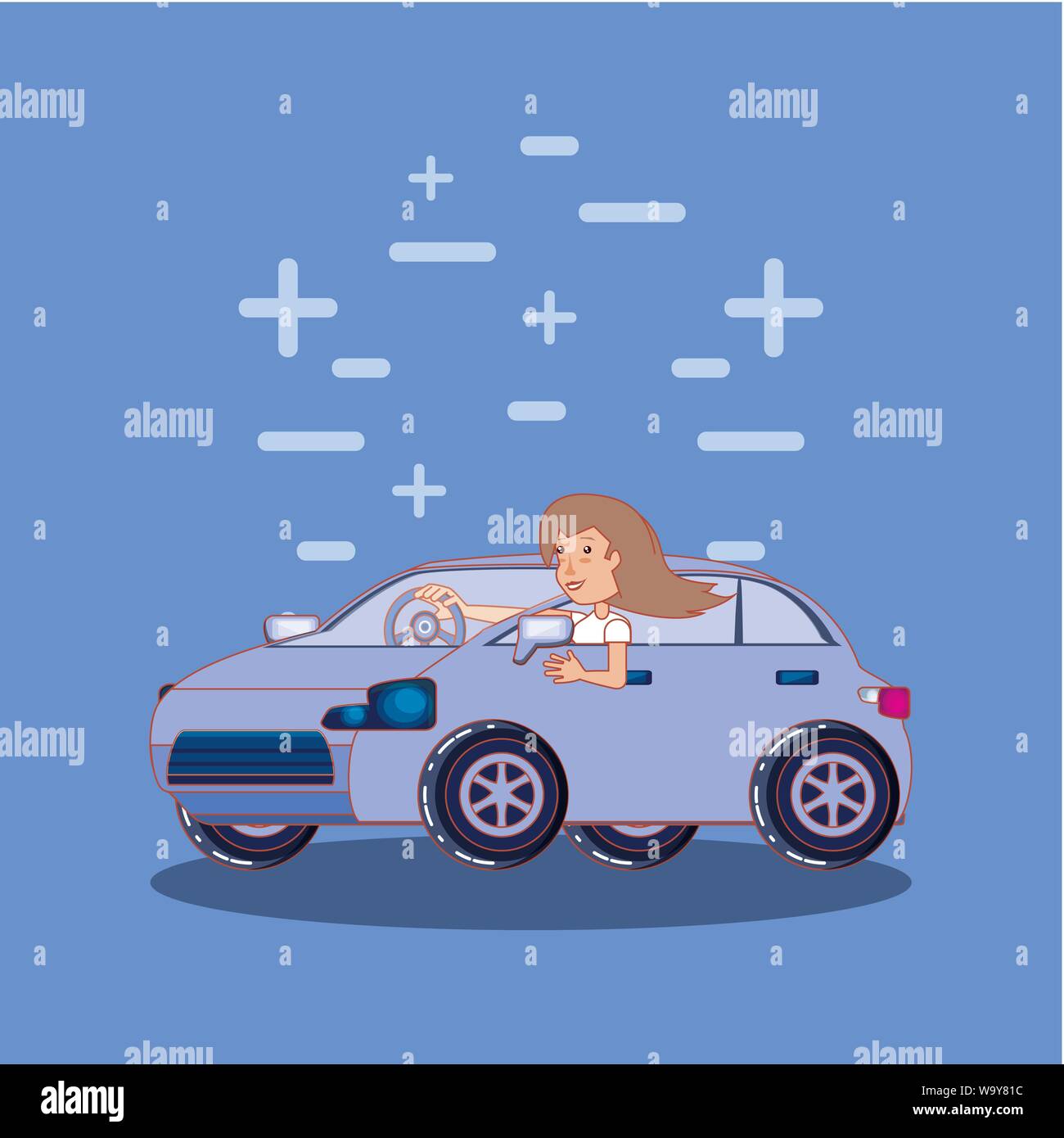 Woman Driving Car Stock Vector Images - Alamy
