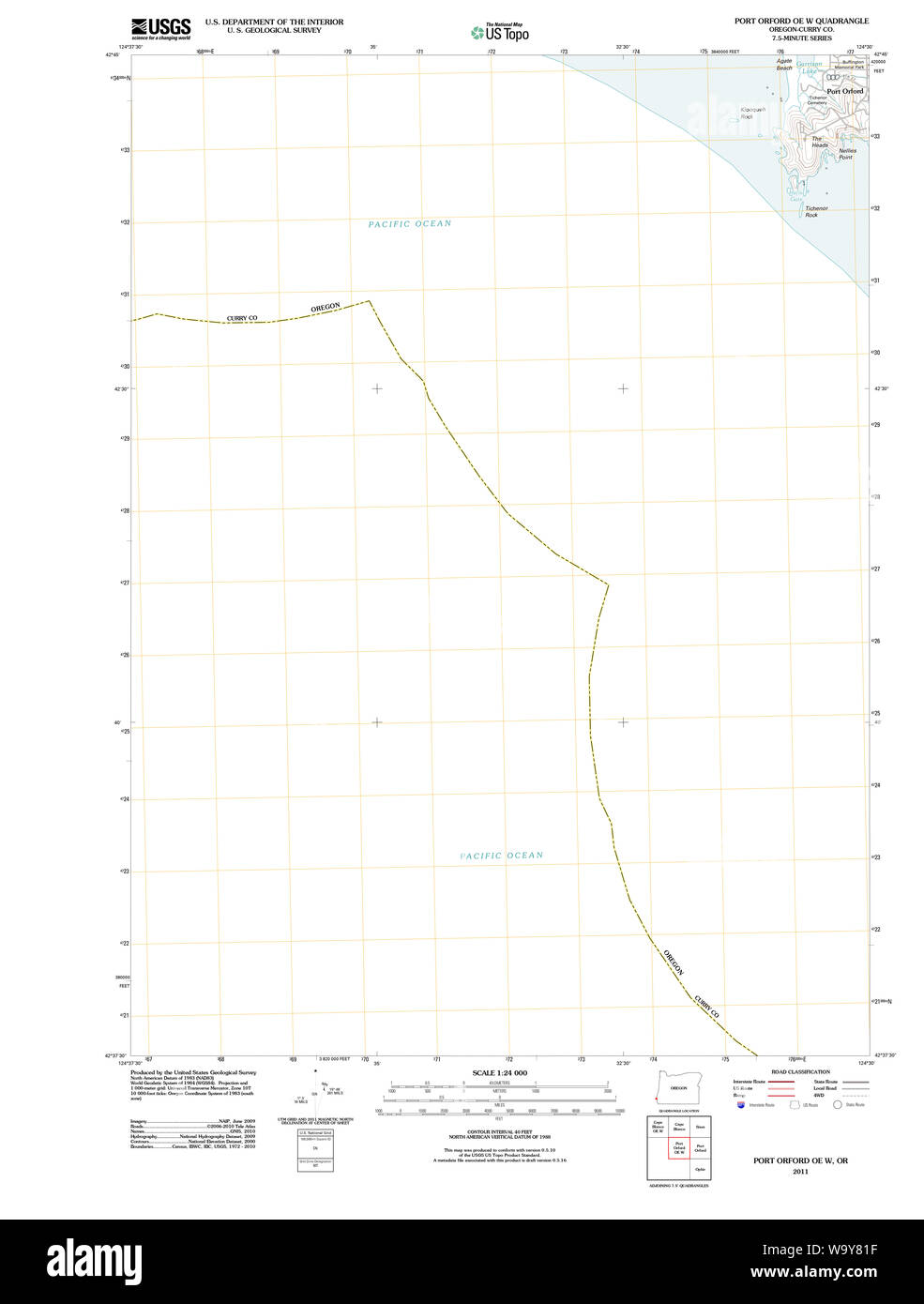 Map of port orford Cut Out Stock Images & Pictures - Alamy