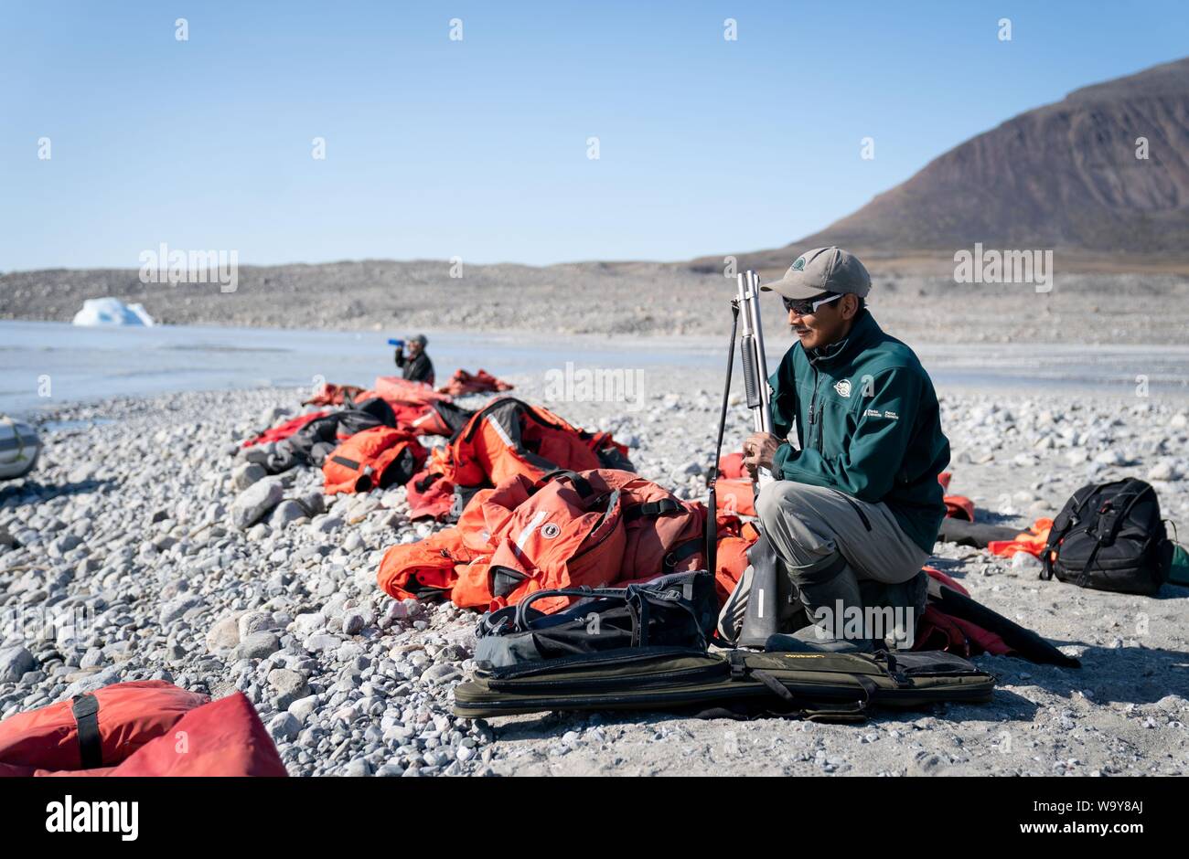 Pond Inlet, Canada. 15th Aug, 2019. The park ranger, Brian Koonoo ...