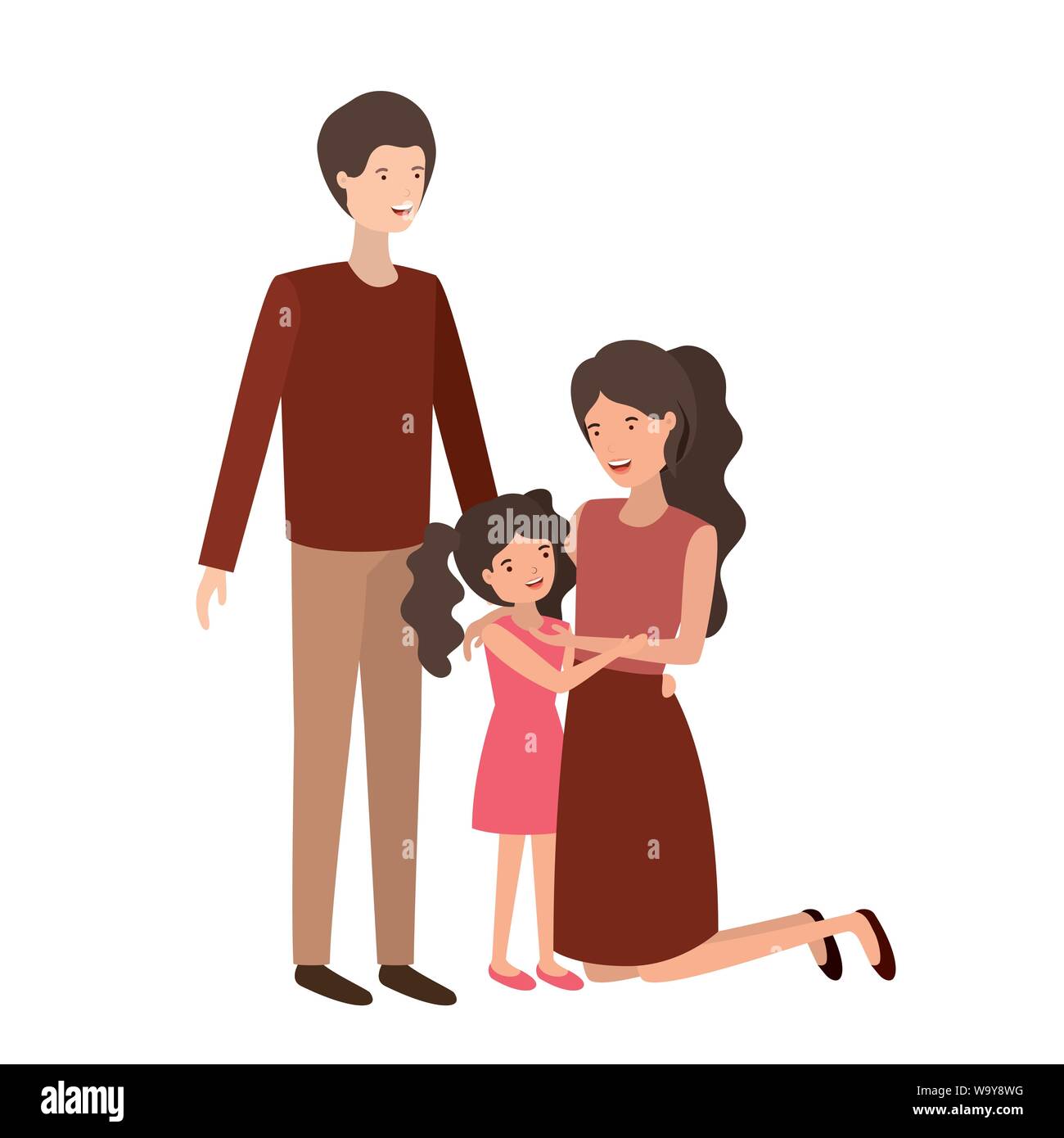 couple of parents with daughter avatar character Stock Vector Image ...