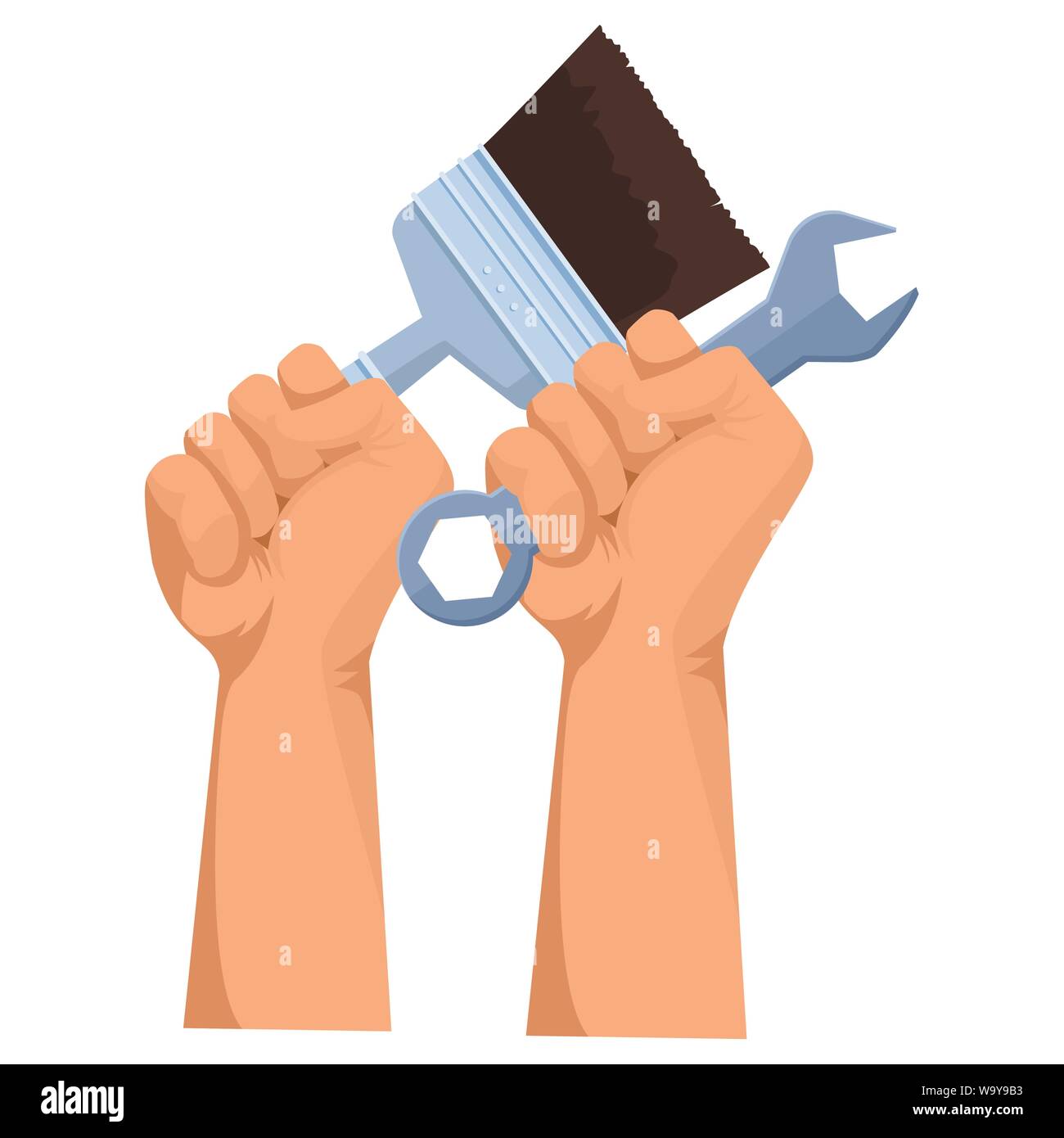 Construction worker hands with tools Stock Vector Image & Art - Alamy