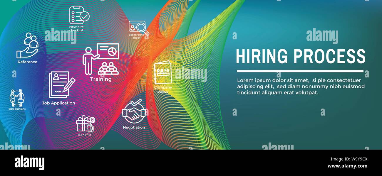 The Hiring Process icon set and web header banner Stock Vector Image ...