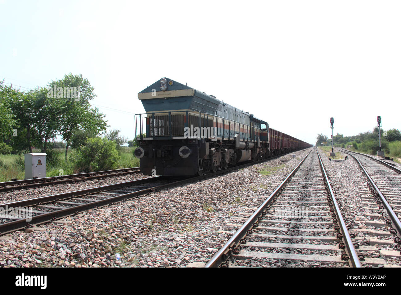 Train moving on the track Stock Photo - Alamy