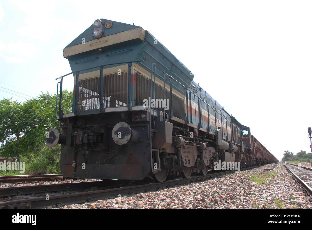 Train moving on the track Stock Photo - Alamy