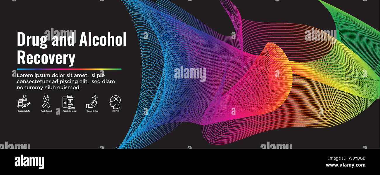 Drug & Alcohol Dependency Icon Set and Web Header Banner Stock Vector ...