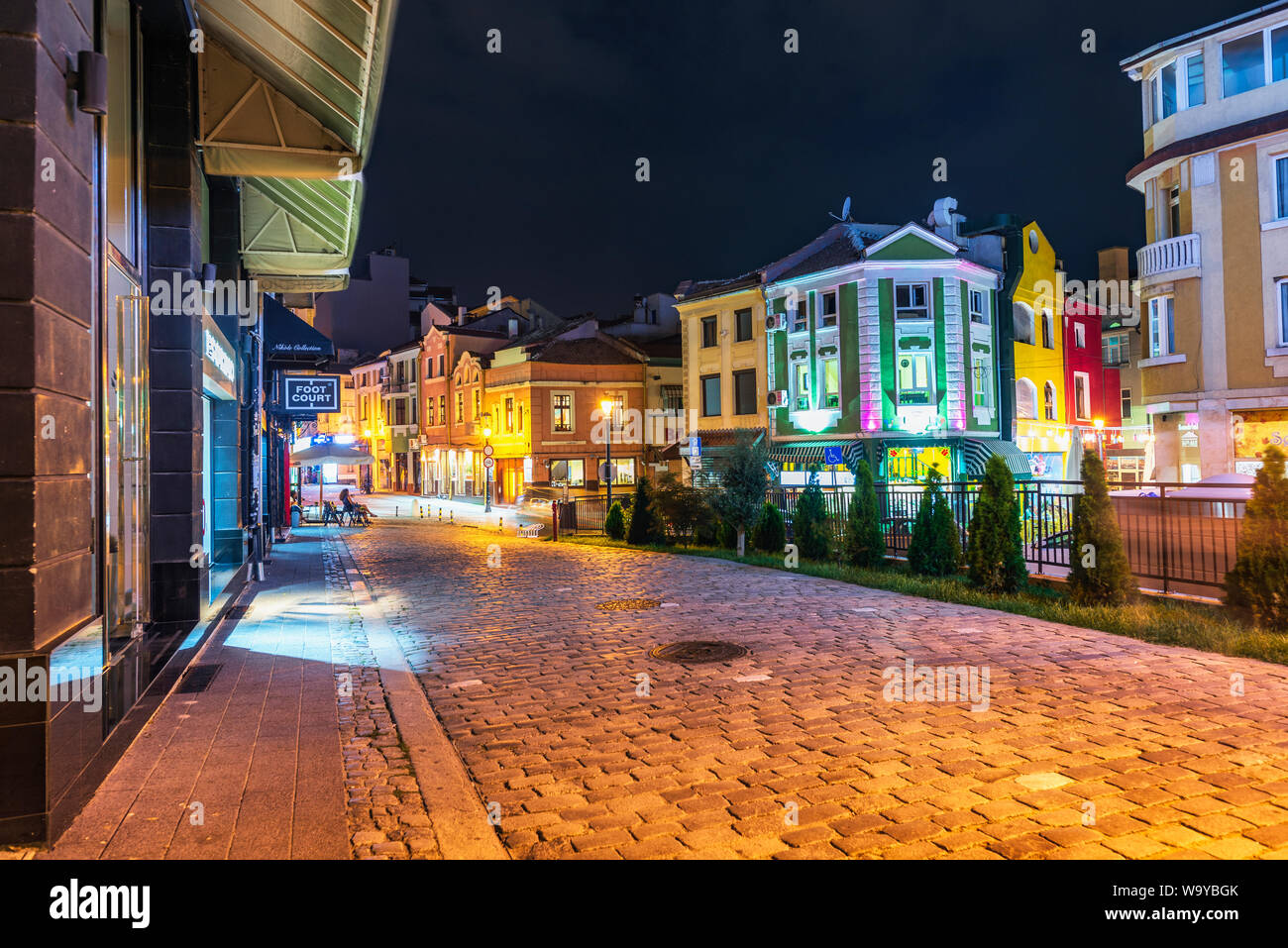 Night life in the Kapana district, Plovdiv city, Bulgaria, Europe Stock ...